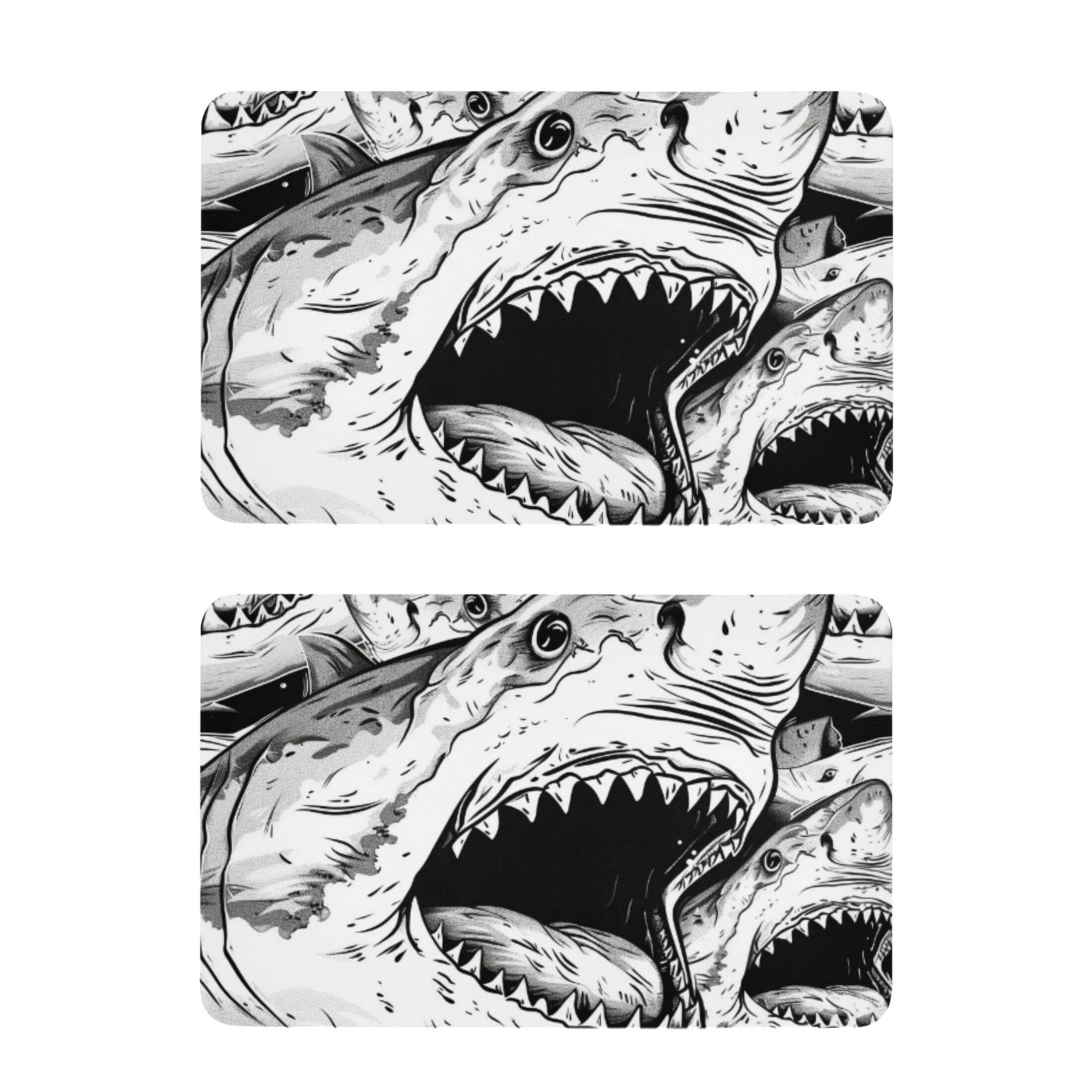 Hand Drawn Shark Refrigerator Magnet Stickers Square Fridge Magnetic ...