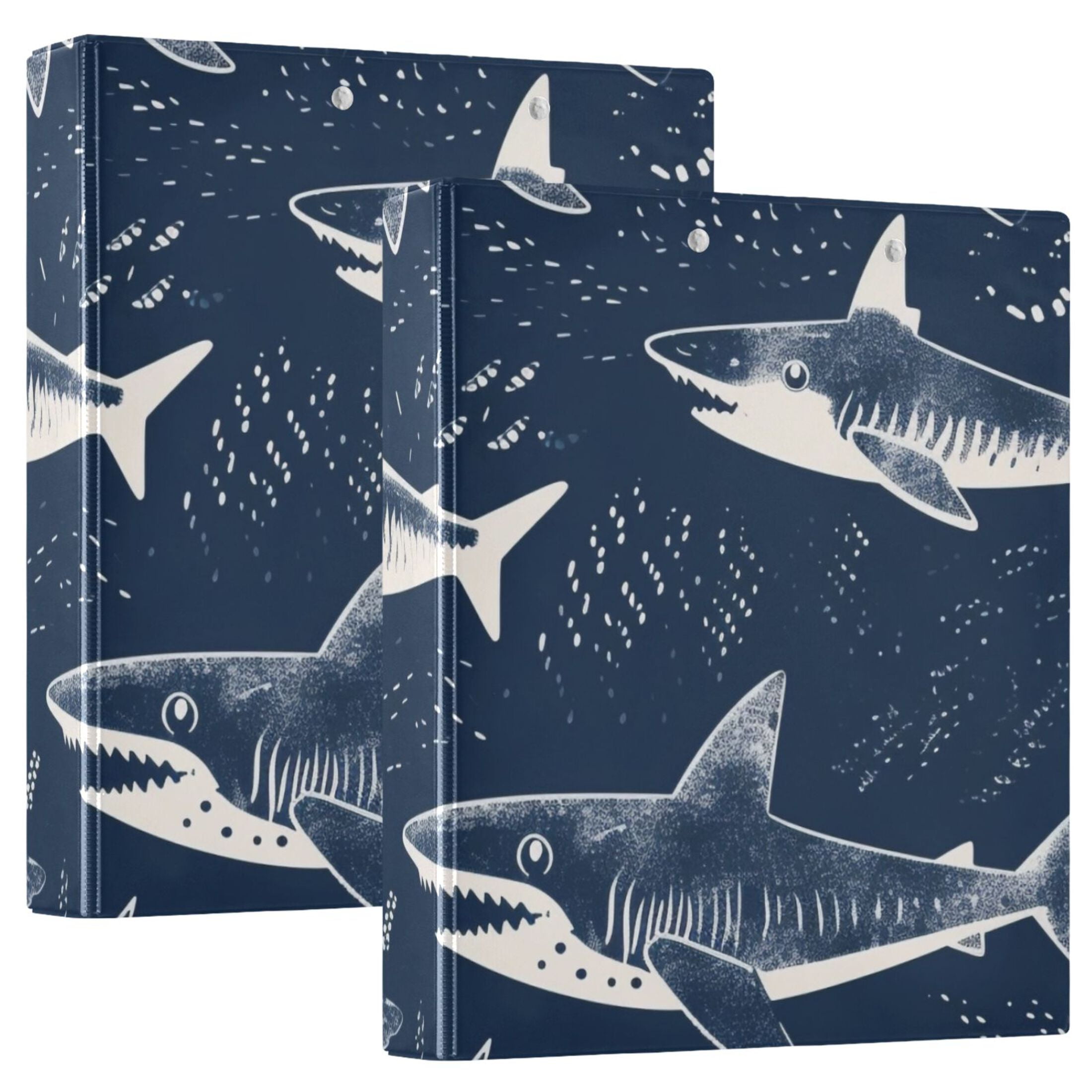 Hand Drawn Sharks 3 Ring Hardcover Binders 1.5" Round Rings for Letter ...