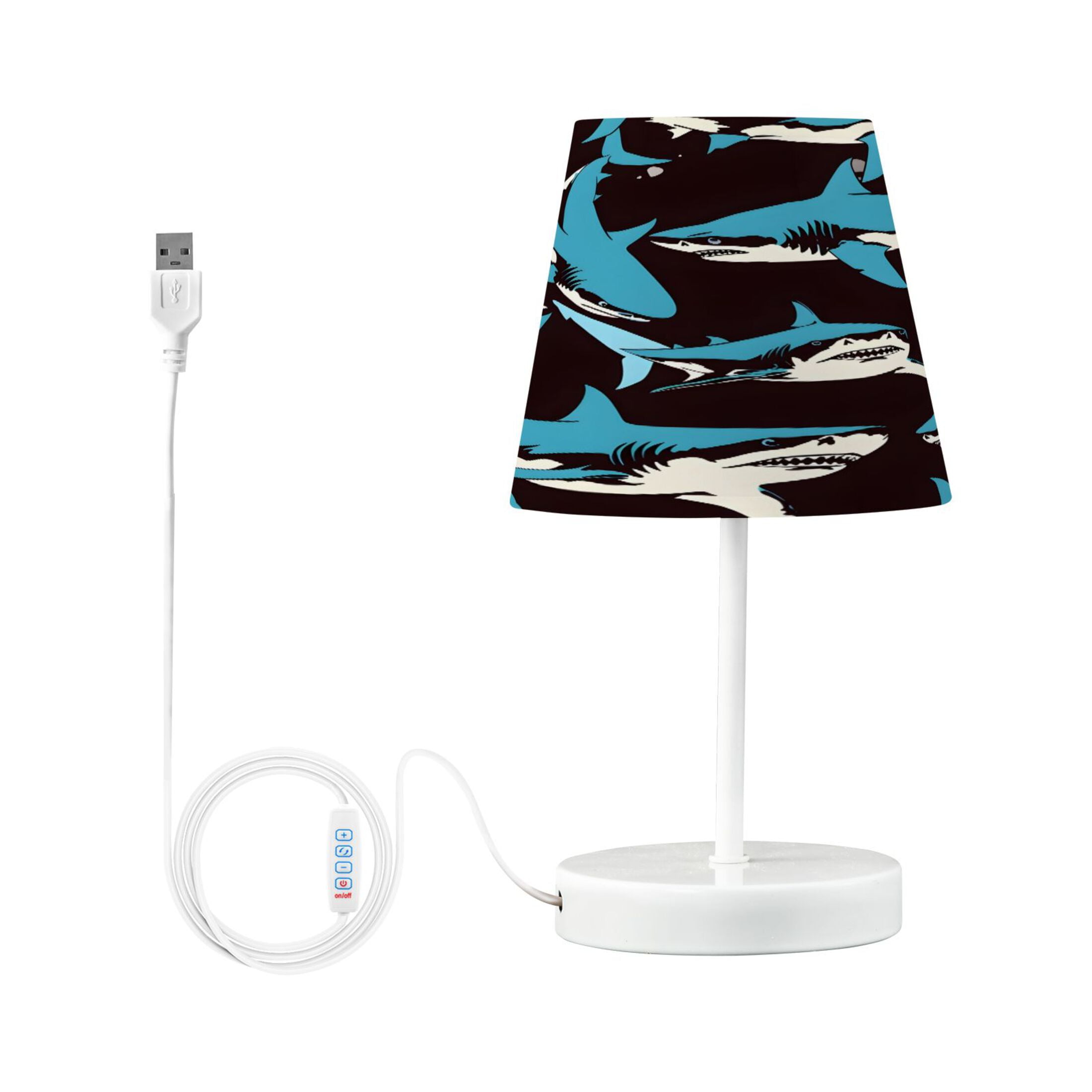 Hand Drawn Sharks Desk Lamp LED Table Nightstand Lamps with 3 Color ...