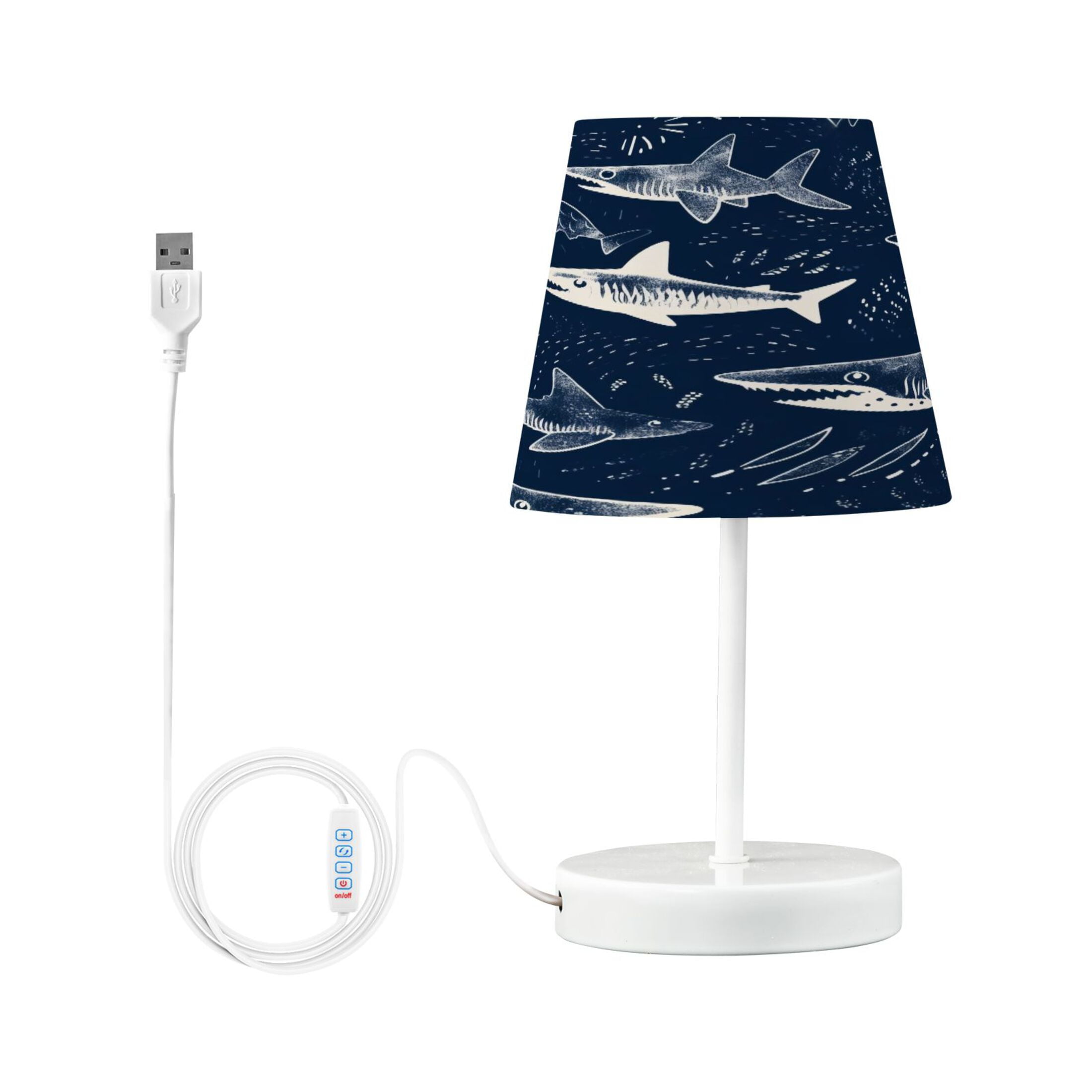 Hand Drawn Sharks Desk Lamp LED Table Nightstand Lamps with 3 Color ...