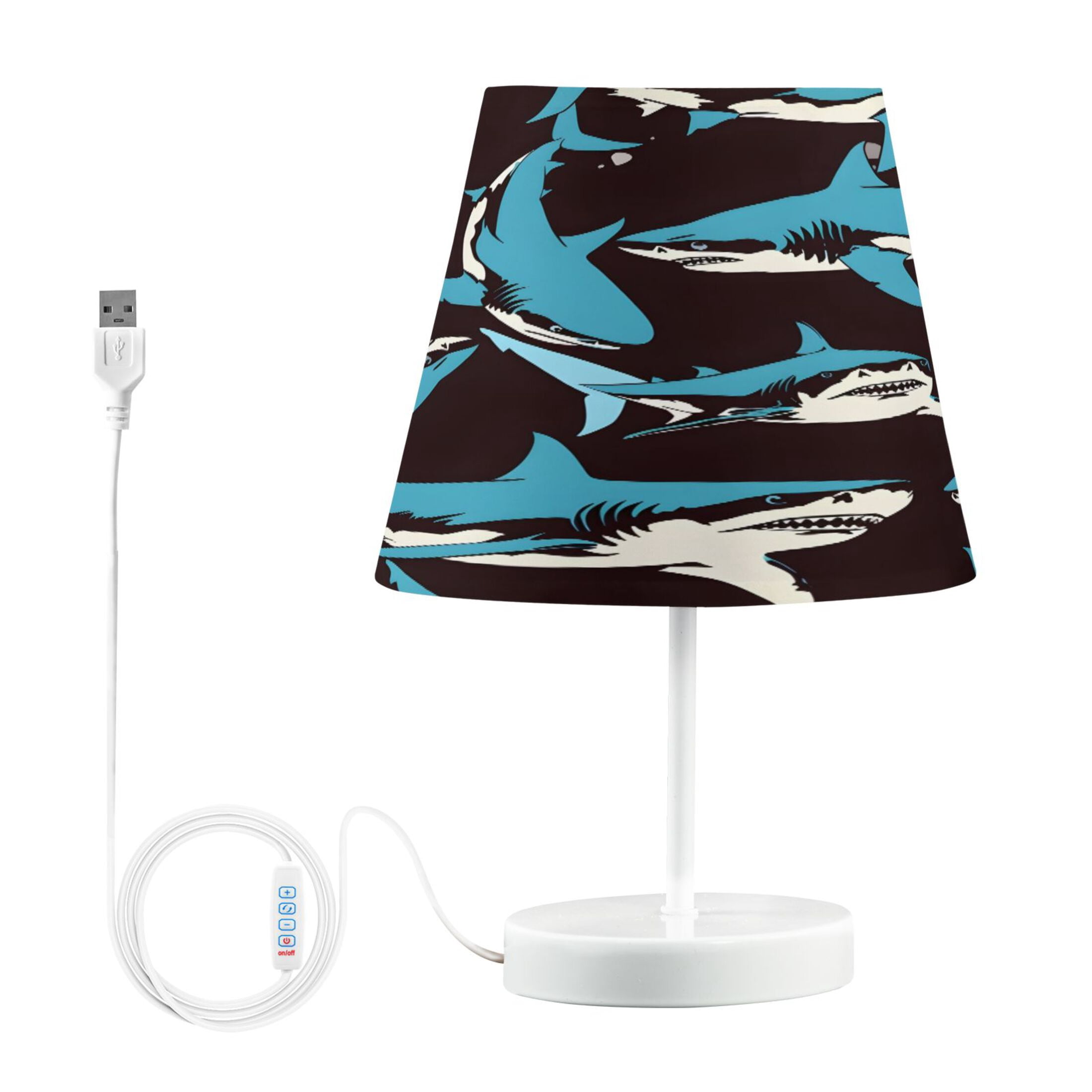 Hand Drawn Sharks Desk Lamp LED Table Nightstand Lamps with 3 Color ...
