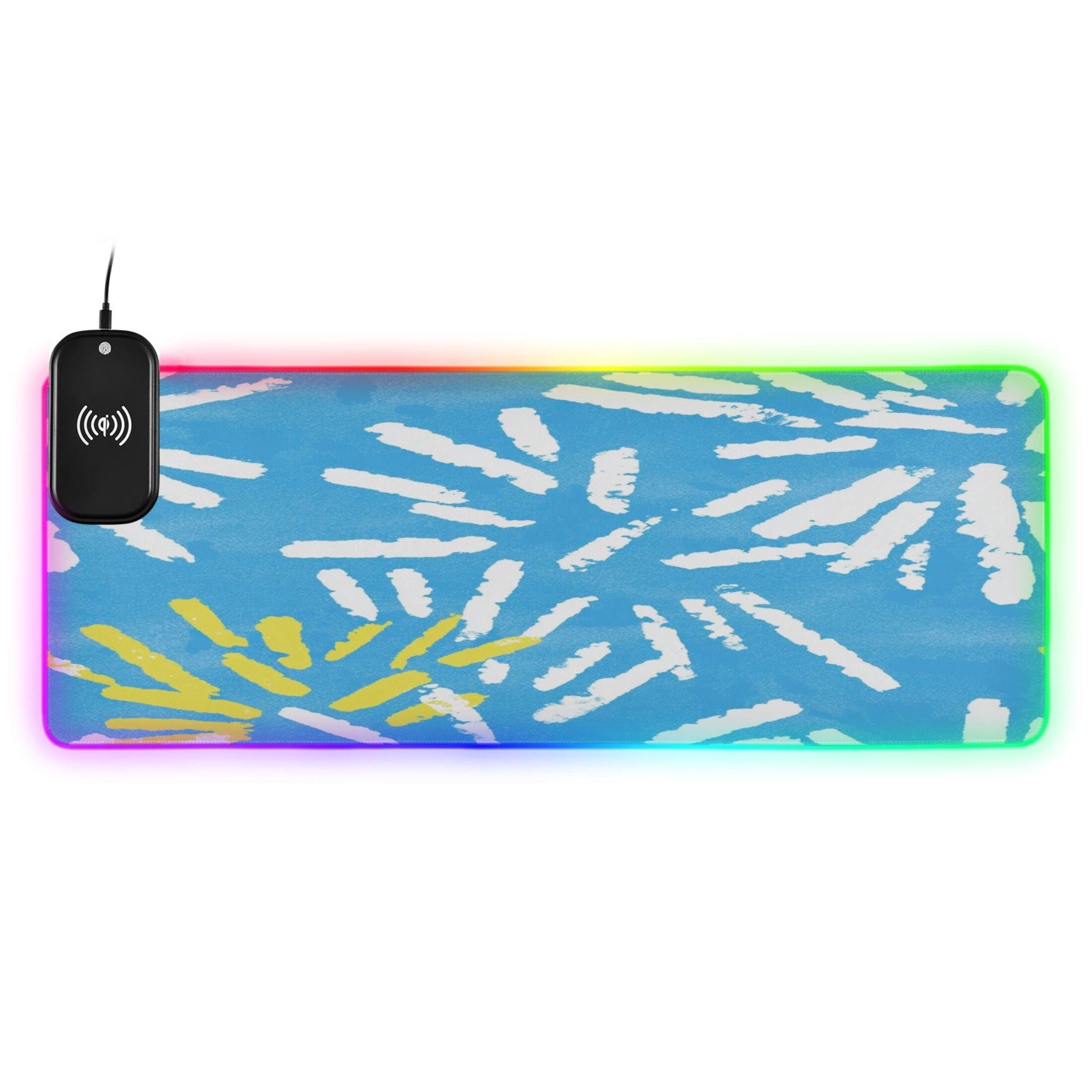 Hand Drawn Simple Lines Large RGB Gaming Mouse Pad with Fast Wireless ...