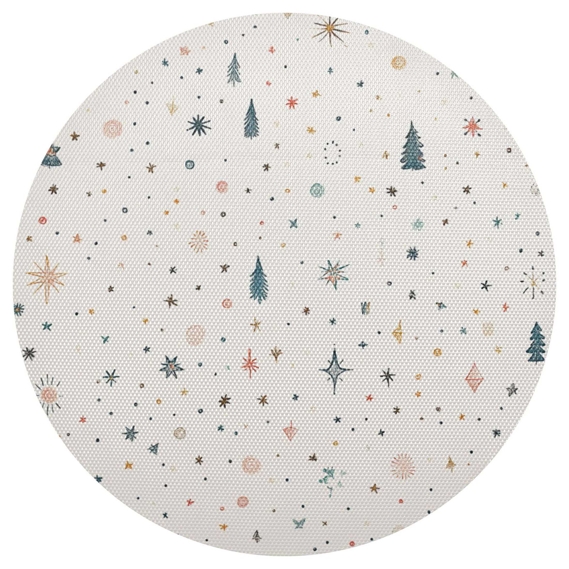 Hand Drawn Simple Patterns 6-Piece 15.4in Durable PVC Plate Mats, Heat ...