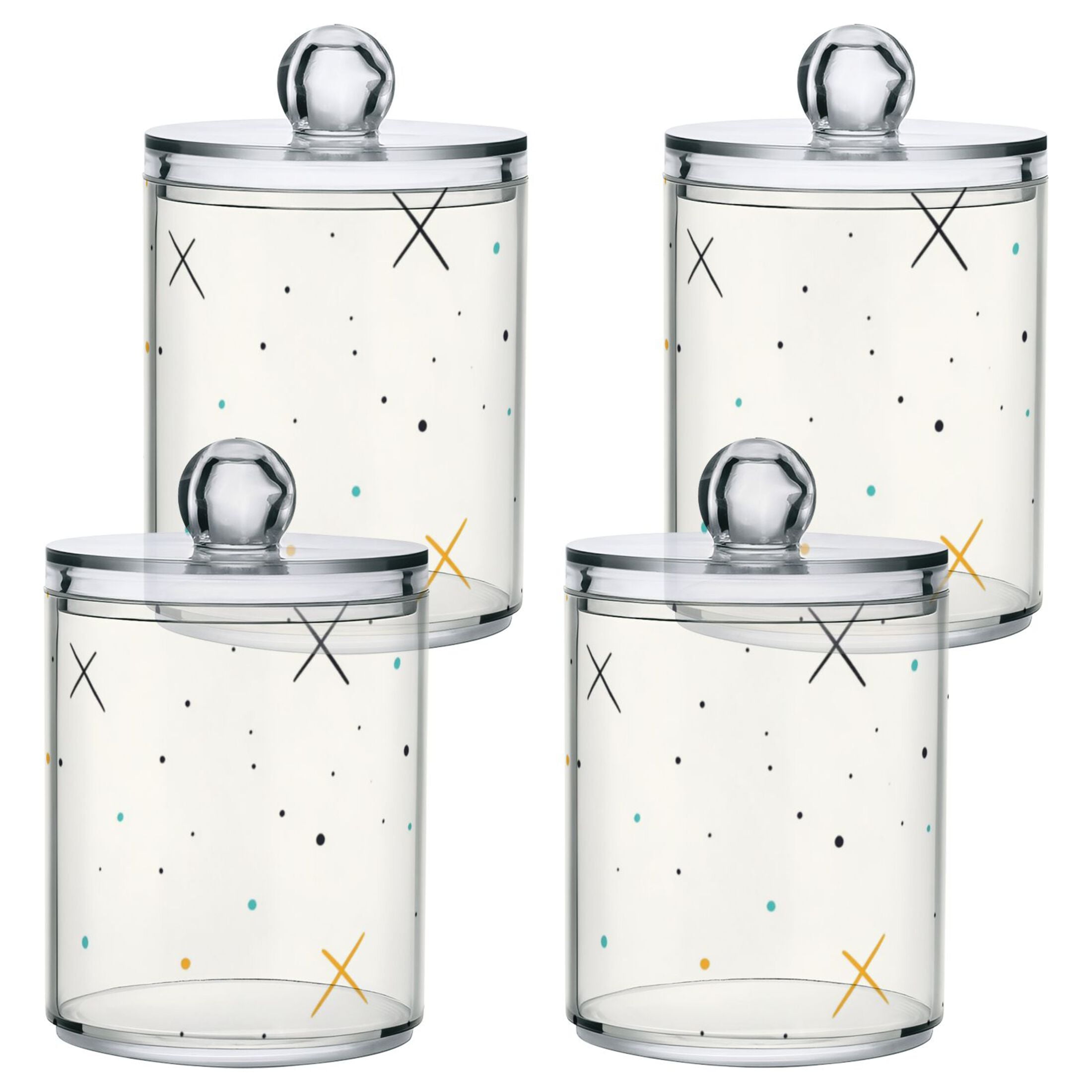 Hand Drawn Simple Patterns Bathroom Canisters Set of 4 Translucent ...