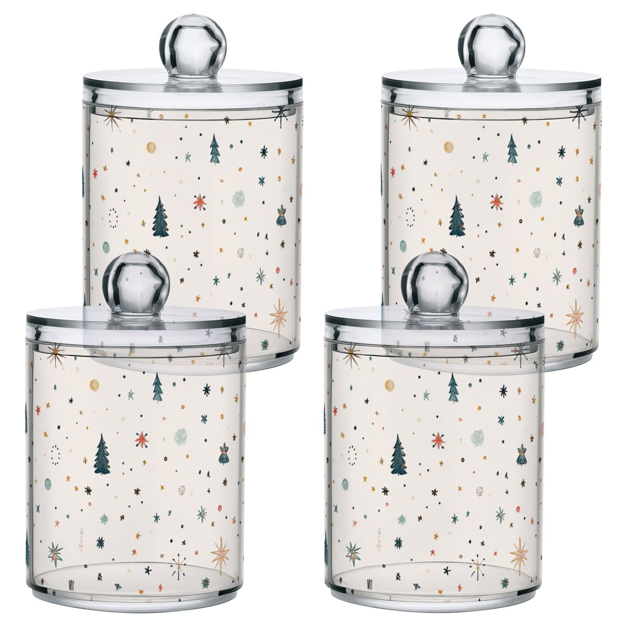 Hand Drawn Simple Patterns Bathroom Canisters Set of 4 Translucent ...