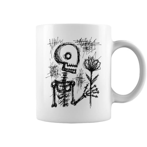 Hand Drawn Skeleton Holding Flower Coffee Mug - Walmart.com