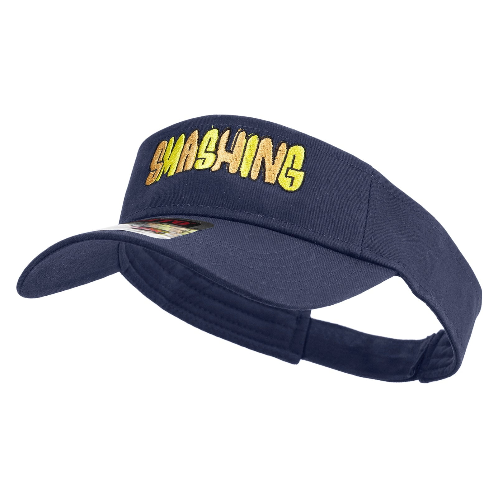 Hand Drawn Smashing Embroidered Cotton Twill Sun Visor - Navy OSFM ...
