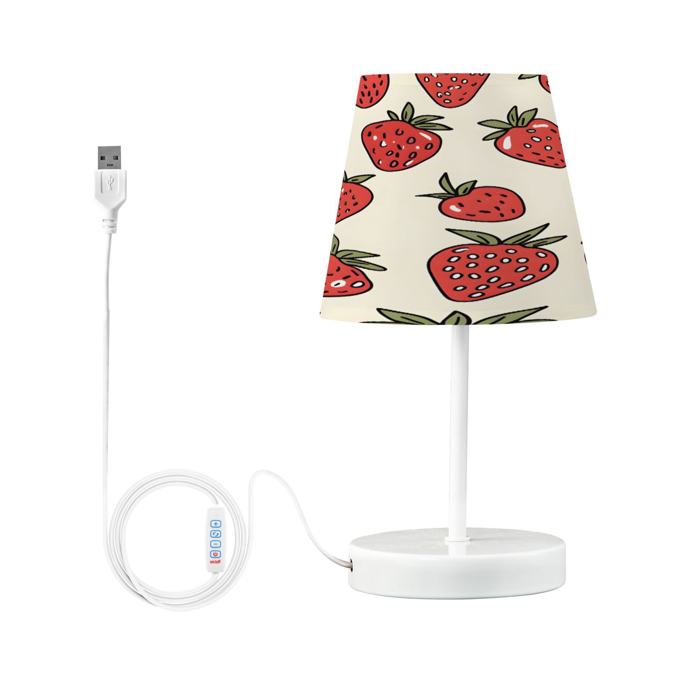 Hand Drawn Strawberry Desk Lamp LED Table Nightstand Lamps with 3 Color ...