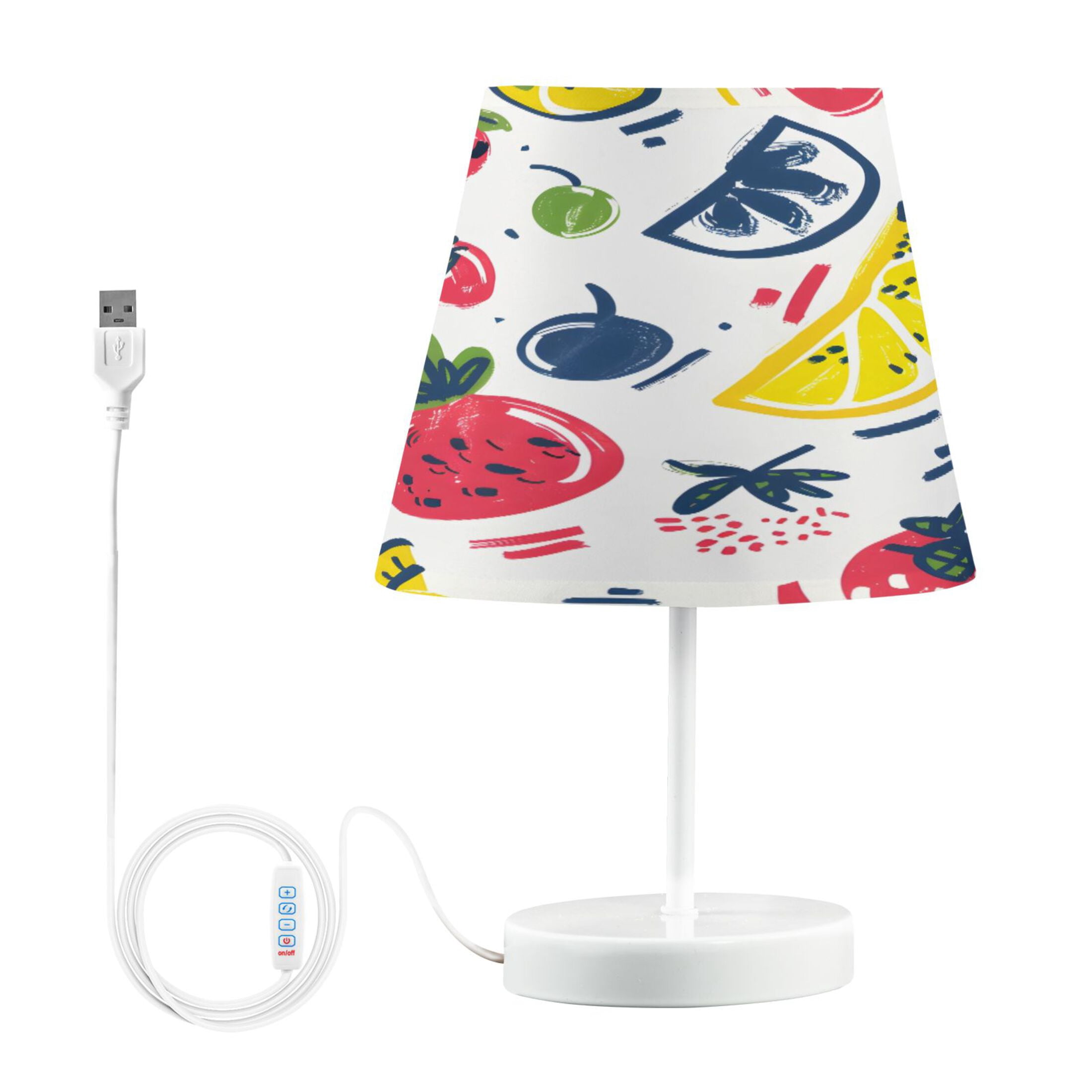Hand Drawn Summer Fruit Desk Lamp LED Table Nightstand Lamps with 3 ...