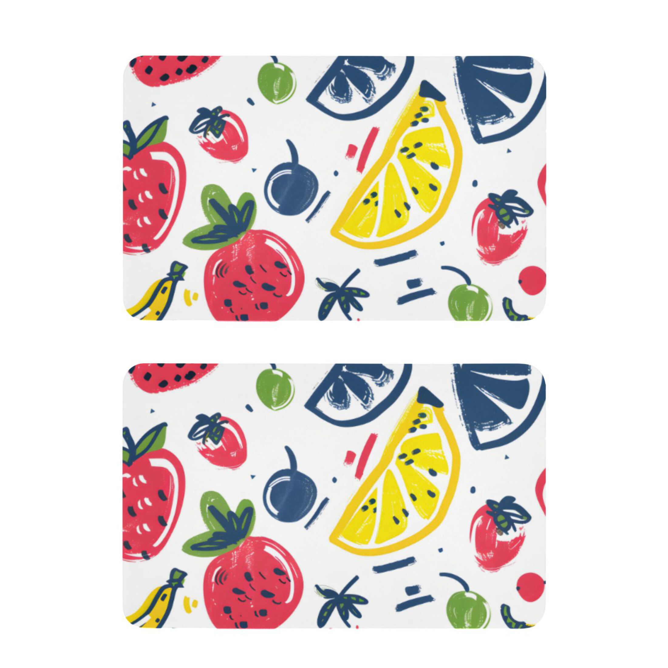 Hand Drawn Summer Fruit Refrigerator Magnet Stickers Square Fridge ...