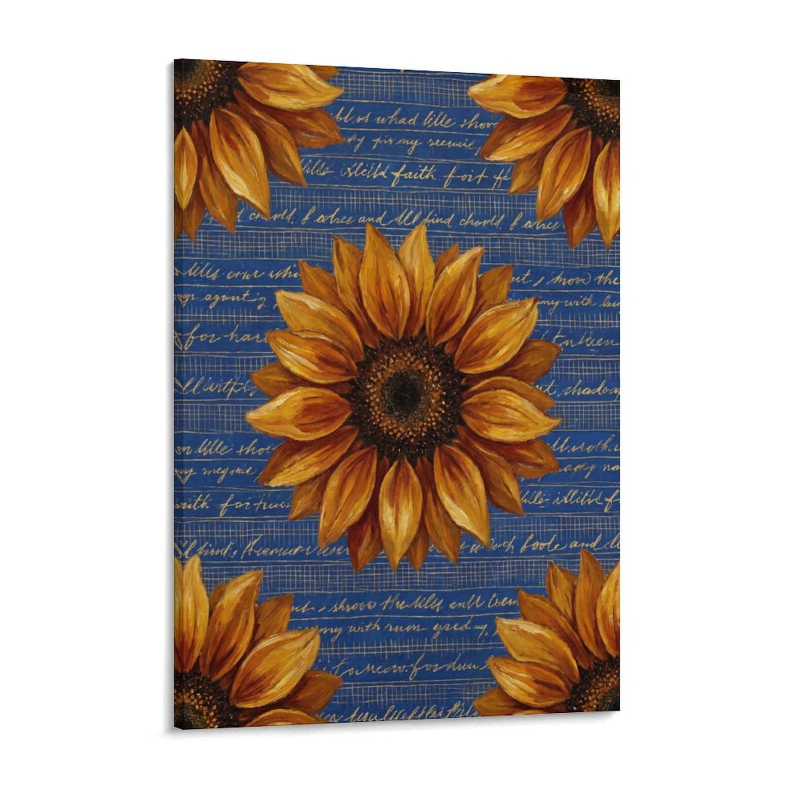 Hand-Drawn Sunflowers over Vintage Script LetteringSet of 2 Premium ...