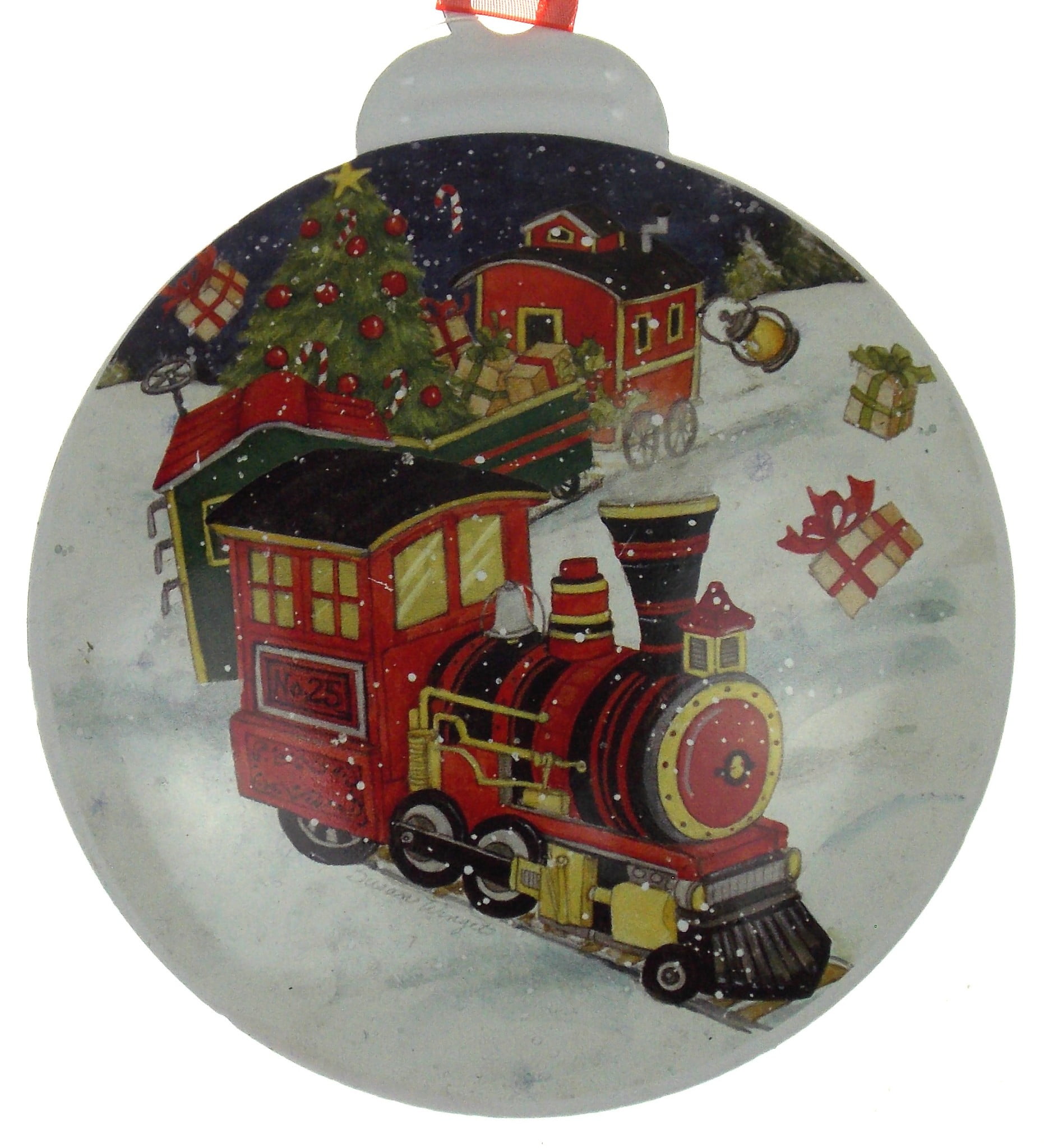 Hand-Drawn Toy Train Metal Christmas Ornament 4" Diameter By Brownlow ...