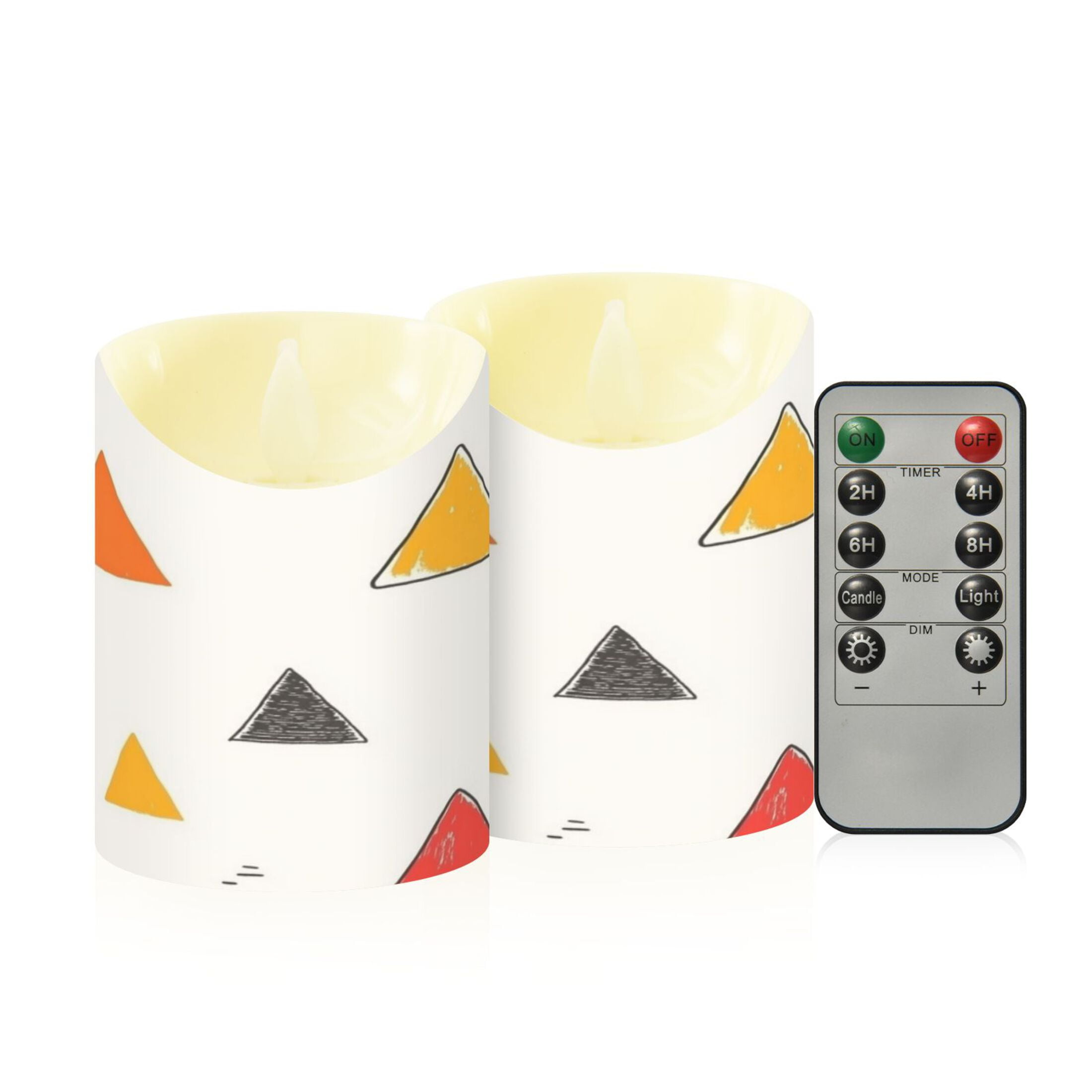 Hand Drawn Triangle Pattern Flameless Candles 2 PCS with Remote ...