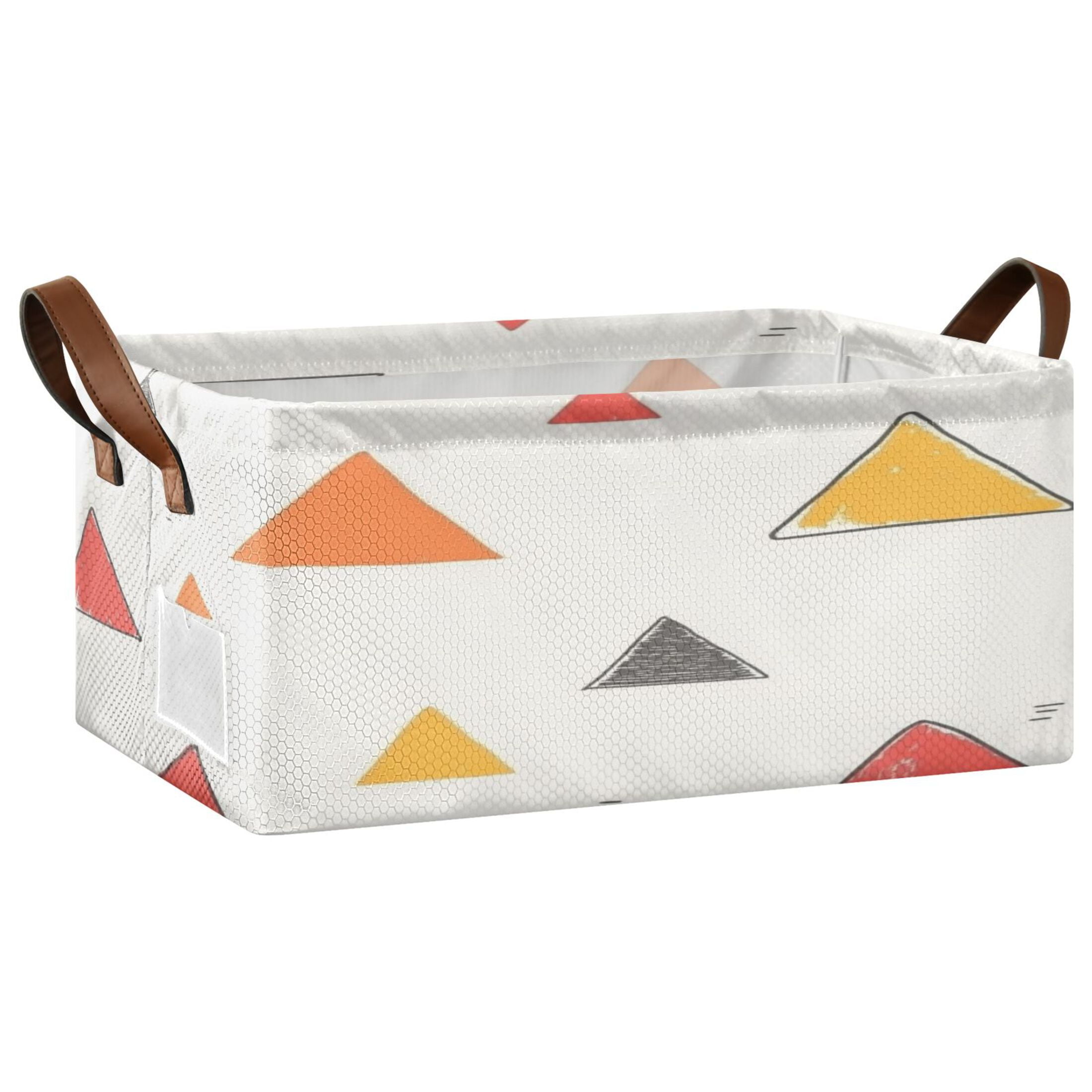 Hand Drawn Triangle Pattern Open Home Storage Bins Foldable Metal Frame ...