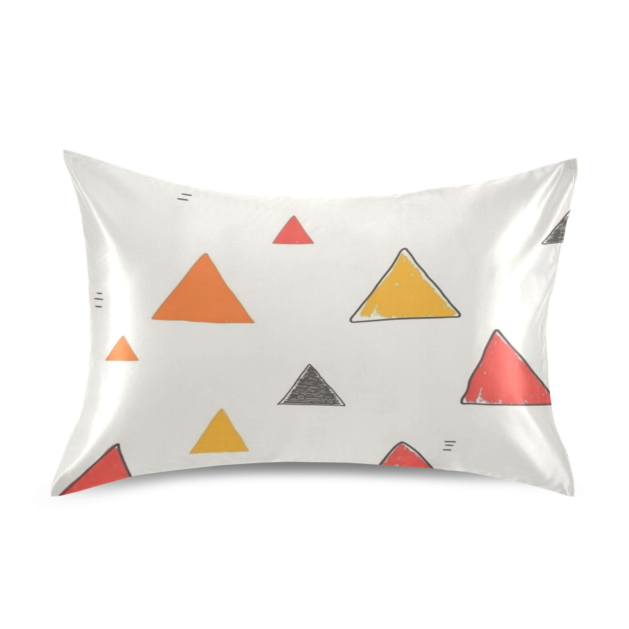 Hand Drawn Triangle Pattern Queen Size Pillowcase Silky Smooth Finish Anti Wrinkle Design Easy ...