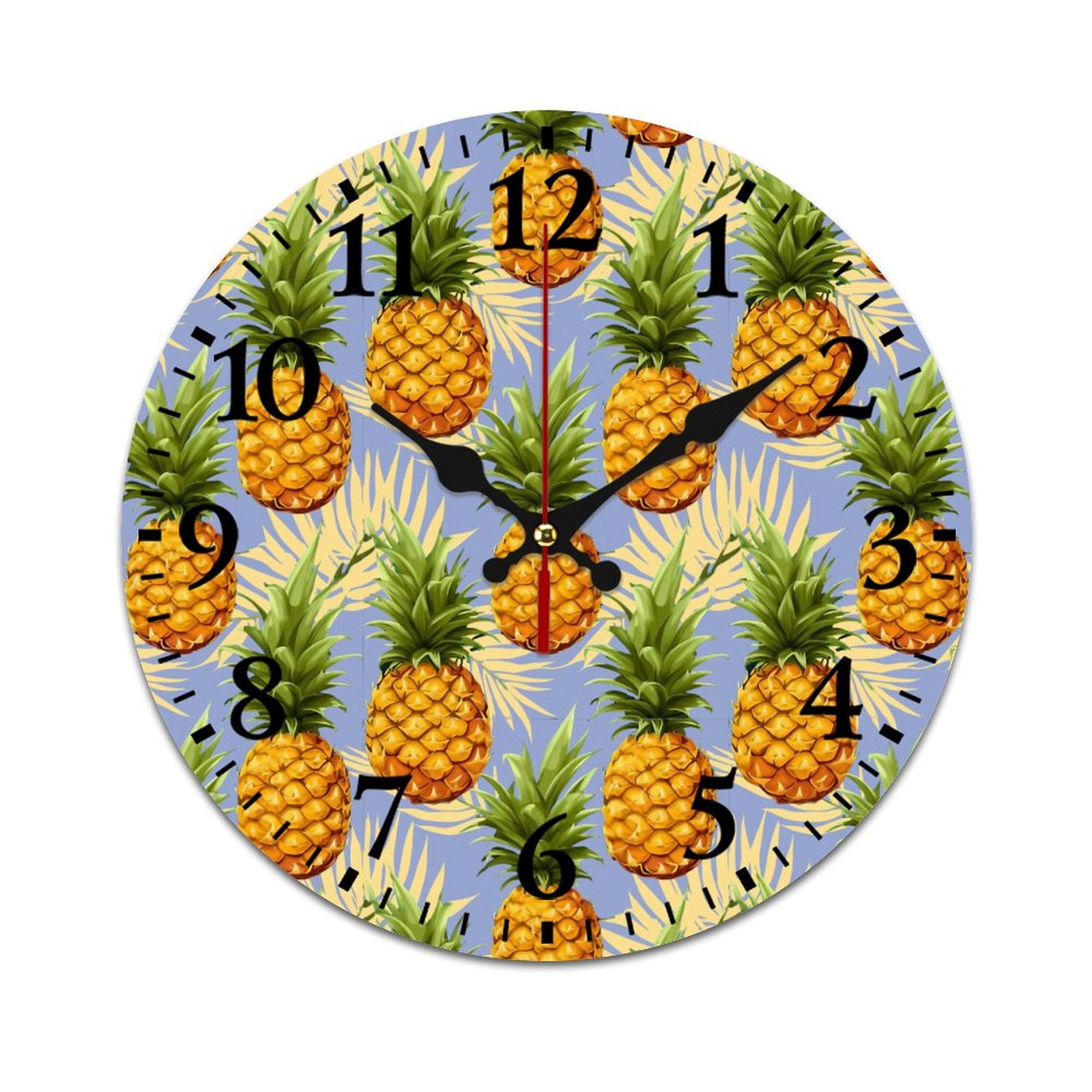 Hand Drawn Watercolor Pineapple Wall Clock Modern Design Clocks Wall ...
