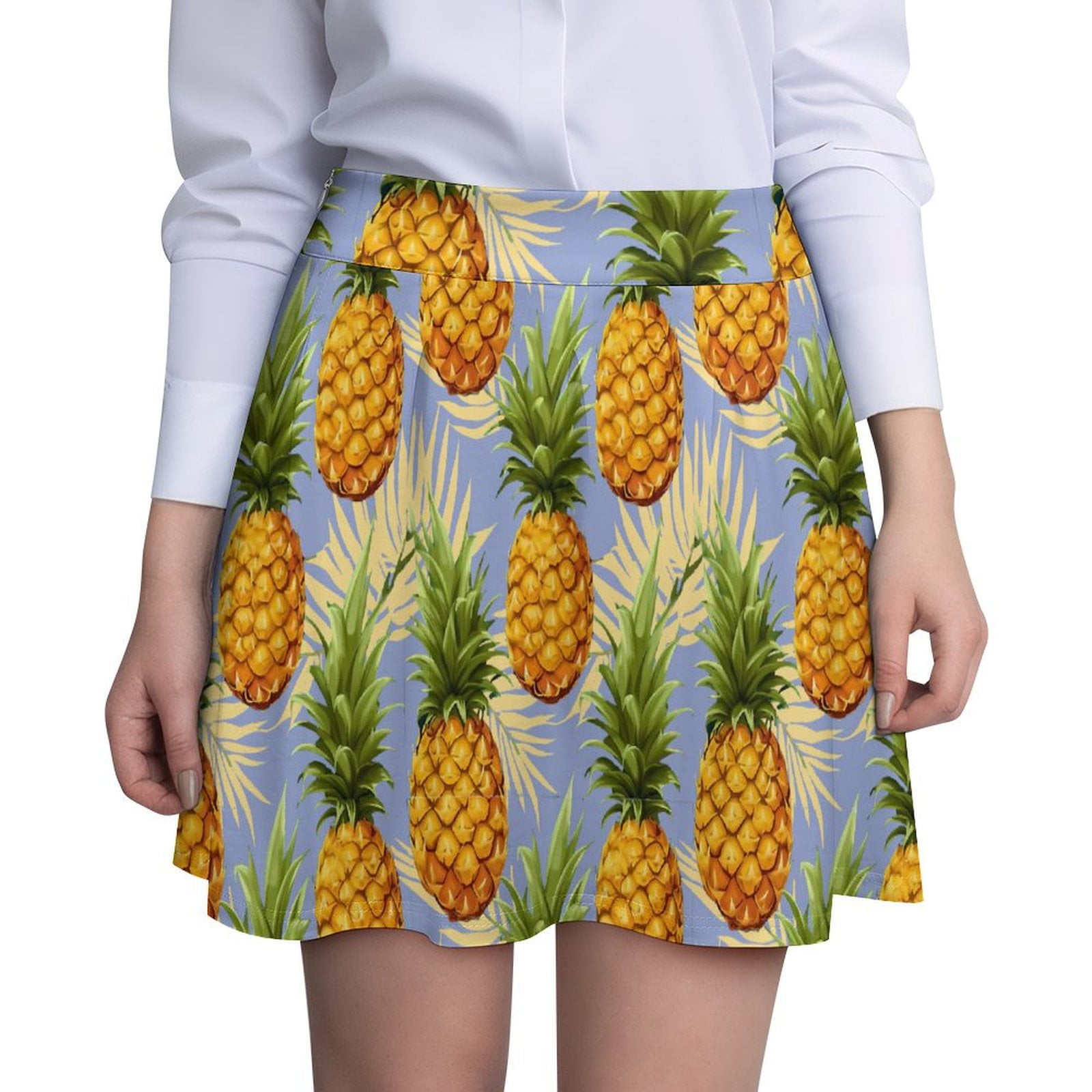 Hand Drawn Watercolor Pineapple Women's Casual Mini Skirt Invisible ...