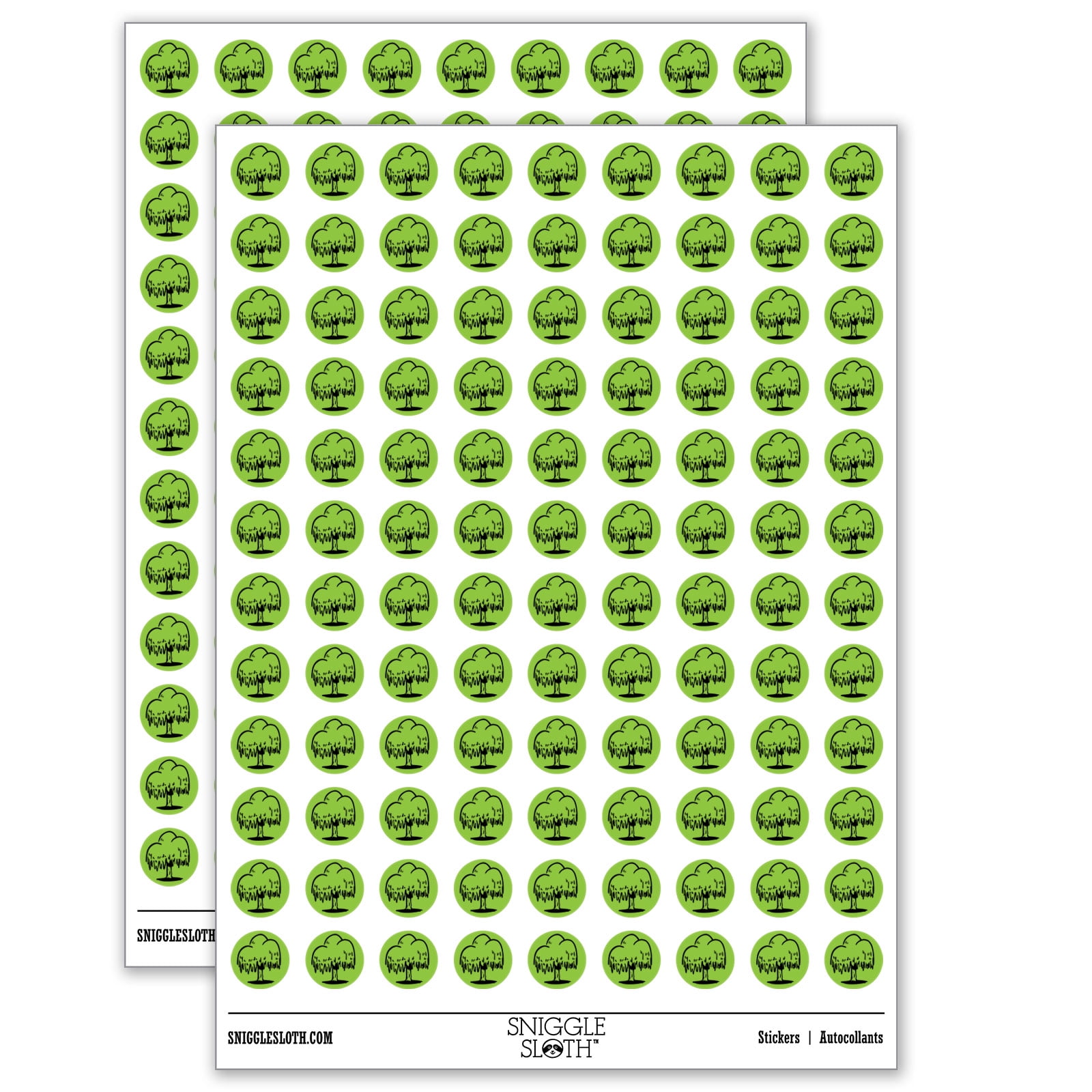 Hand Drawn Weeping Willow Droopy Tree 200+ Round Stickers - Matte ...