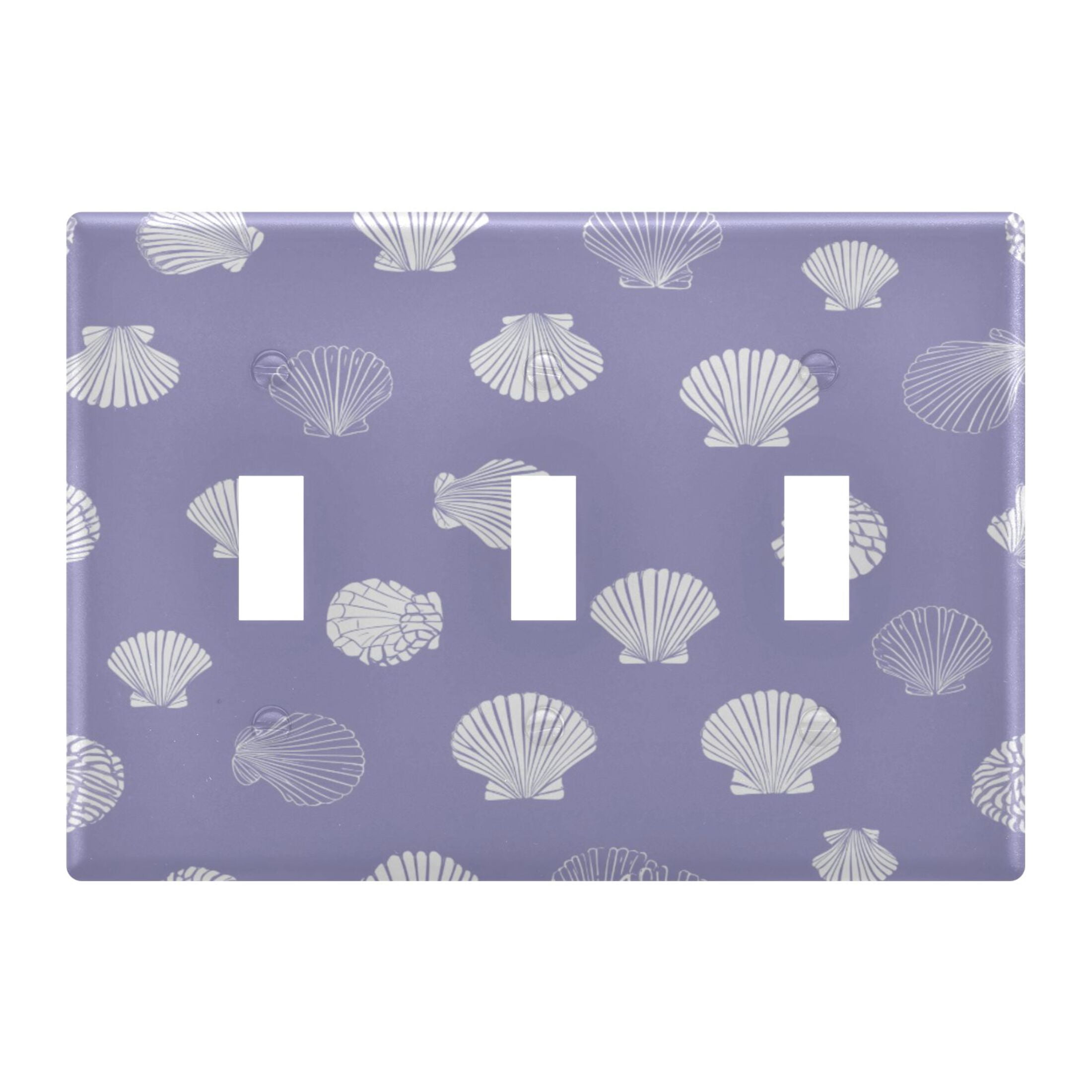 Hand Drawn White Shells Lavender Background Light Switch Cover ...