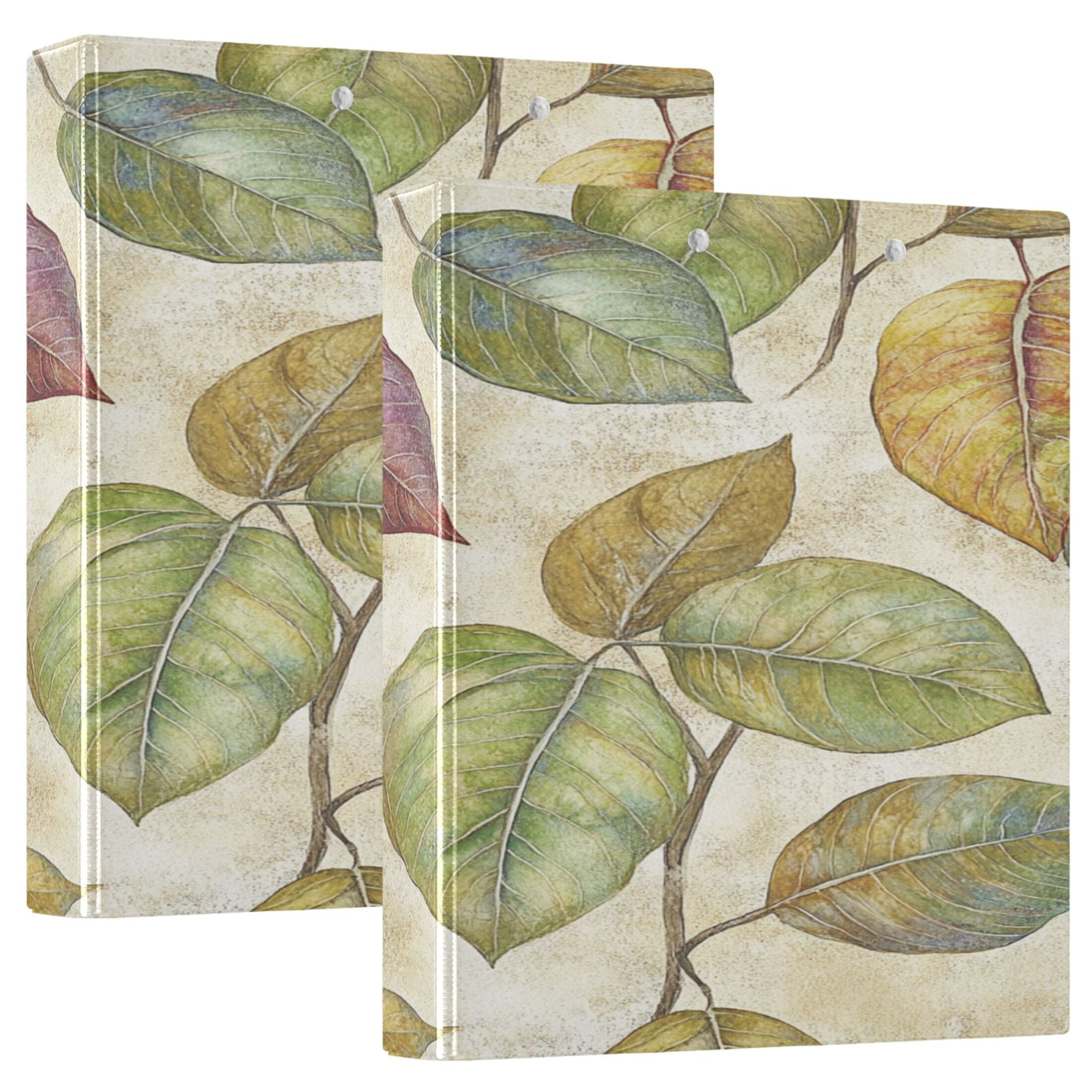 Hand Drawn Yellowing Leaves 12.4x10.6in PVC Round Ring Binders, 2-Pack ...