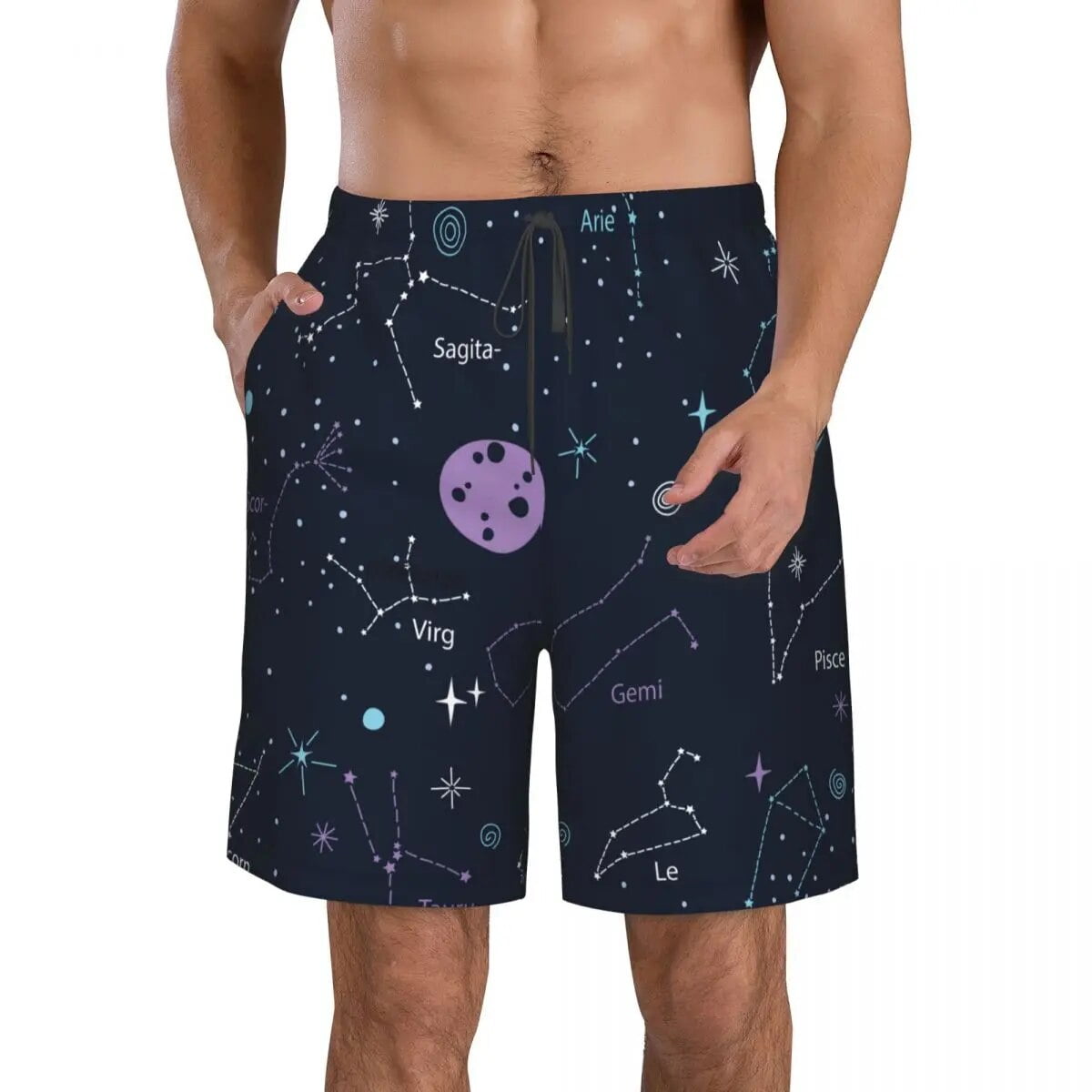 Hand Drawn Zodiac Quick Dry Swimming Shorts For Men Swimwear Swimsuit ...