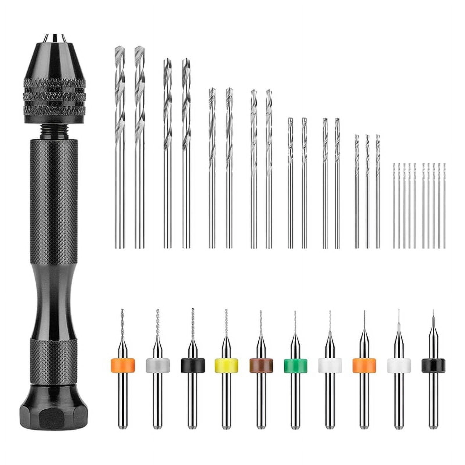Hand Drill Set,Pin Vise Hand Drill with 10PCS PCB Mini Drill Bits and ...