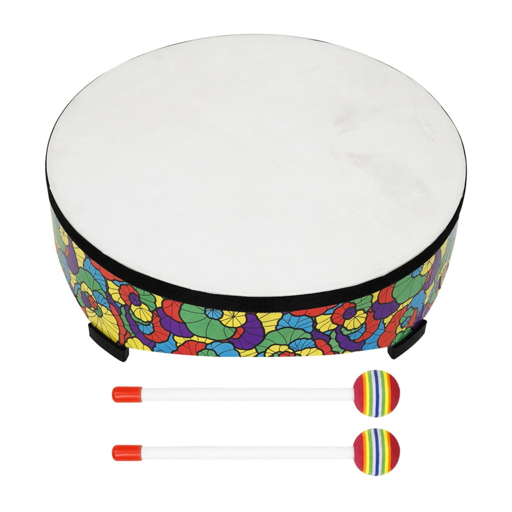 Hand Drum Ground Drum Sheepskin Applique Tambourine Handheld Percussion ...