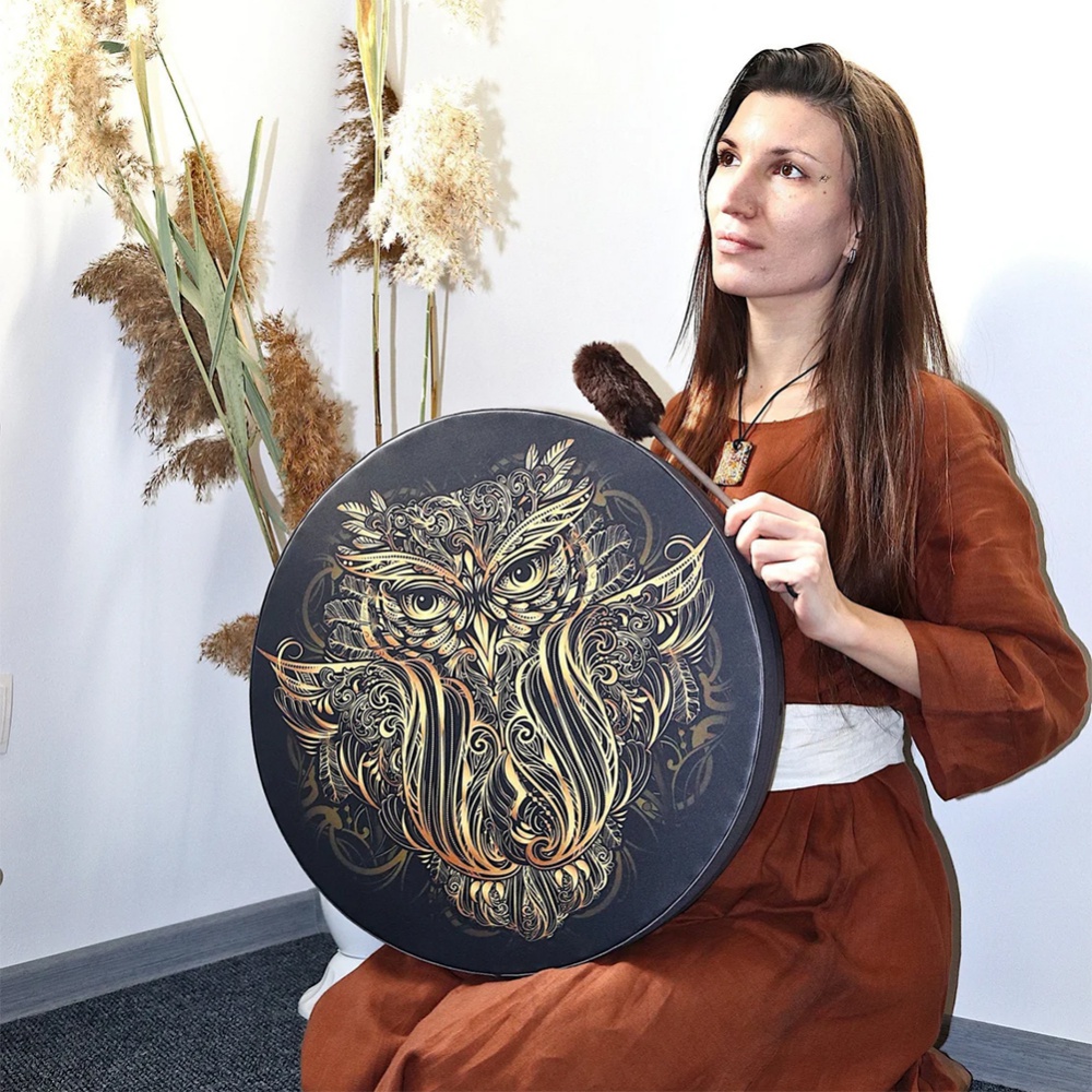 Hand Drum for Adult Kids, Handmade Shaman Drum Hand-Held Percussion ...