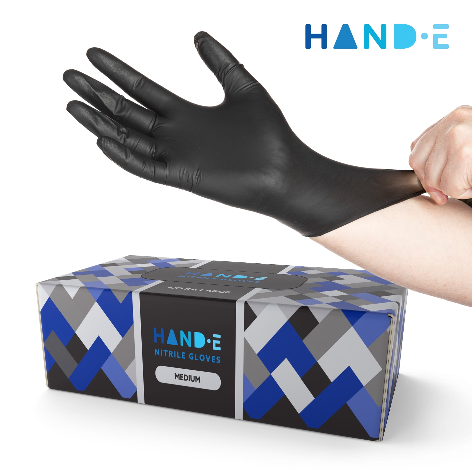 Hand-E Touch Black Nitrile Gloves, 5 Mil, Food Safe, Exam Gloves ...