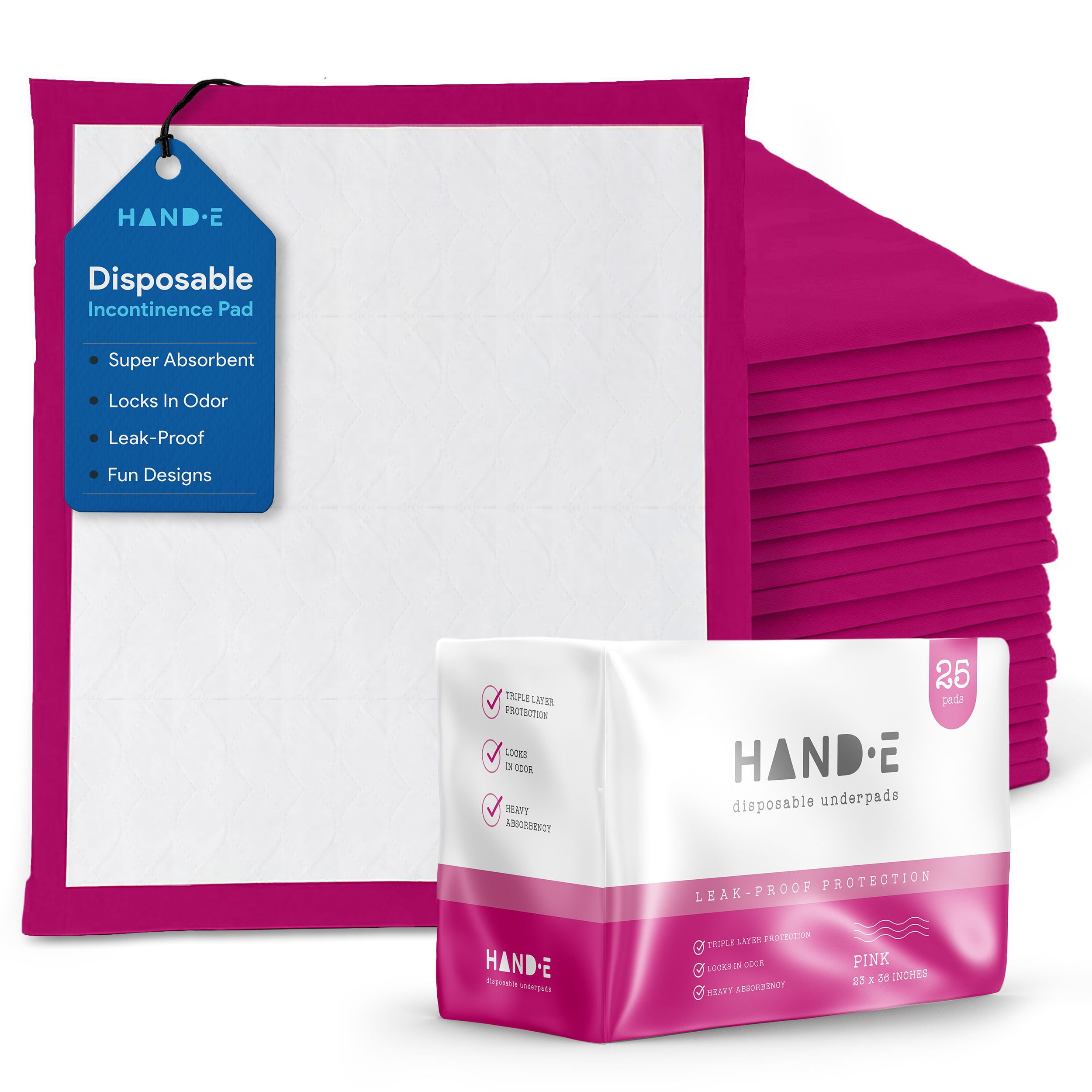 Hand-E Incontinence Disposable Bed Pads - Triple Layer Protection Chux ...