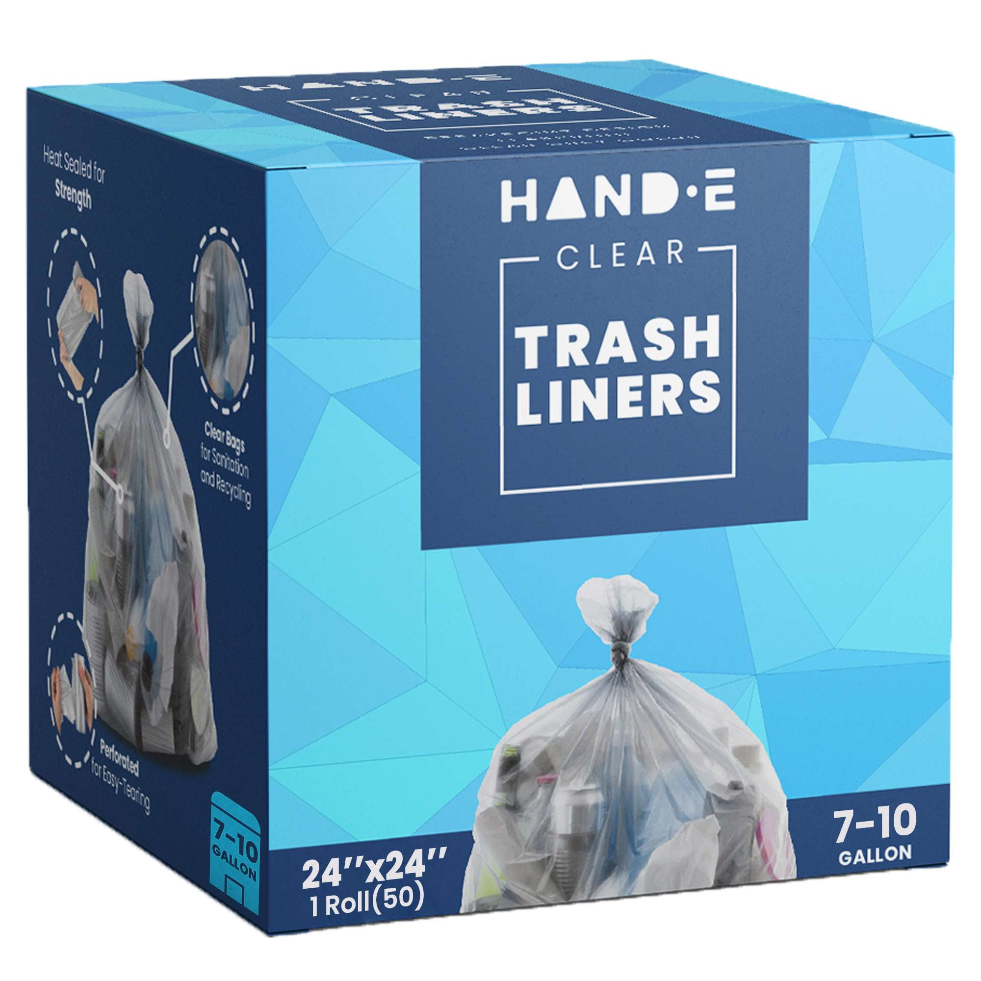 Hand-E Transparent Gray Small Tear-Proof Trash Can Liners, 50 Count ...