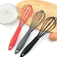 Walfos Silicone Whisk Set of 3, Heat Safe Stainless Steel Coated Wicks ...