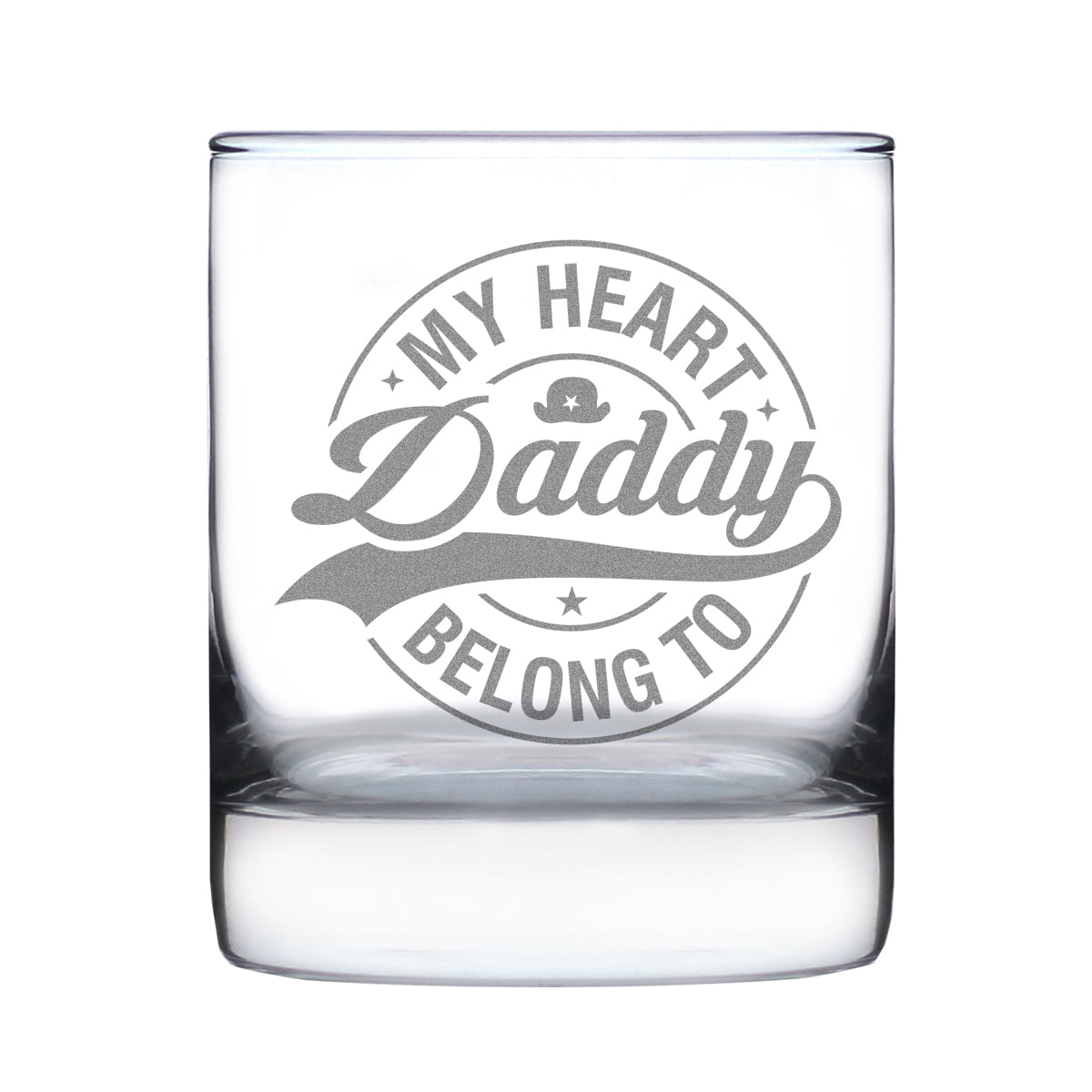 Hand Engraved 10oz Rocks Glass, Etched Glass My Heart Belongs to Daddy ...
