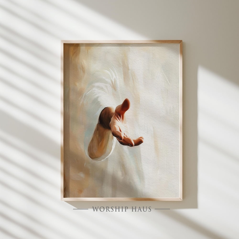 His Hand Is Extended Christian Wall Art Jesus Reaching Out Poster ...