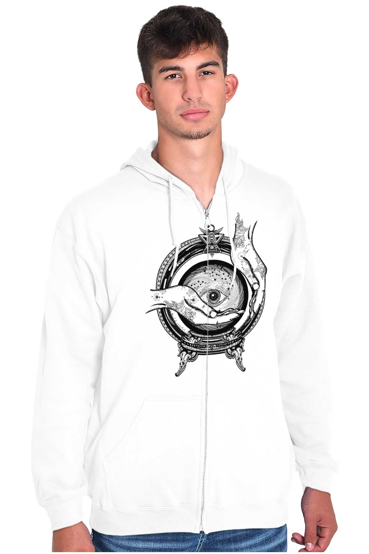 Hand Eye Crystal Ball Futuristic Spirit Zip Up Hoodie Men's Women's ...