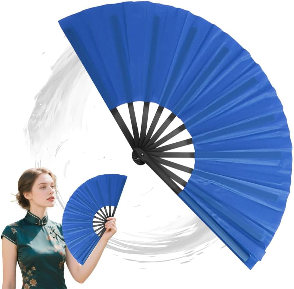 Hand Fan, 13 Inch Large Folding Hand Fan, Vintage Retro Fabric Large ...