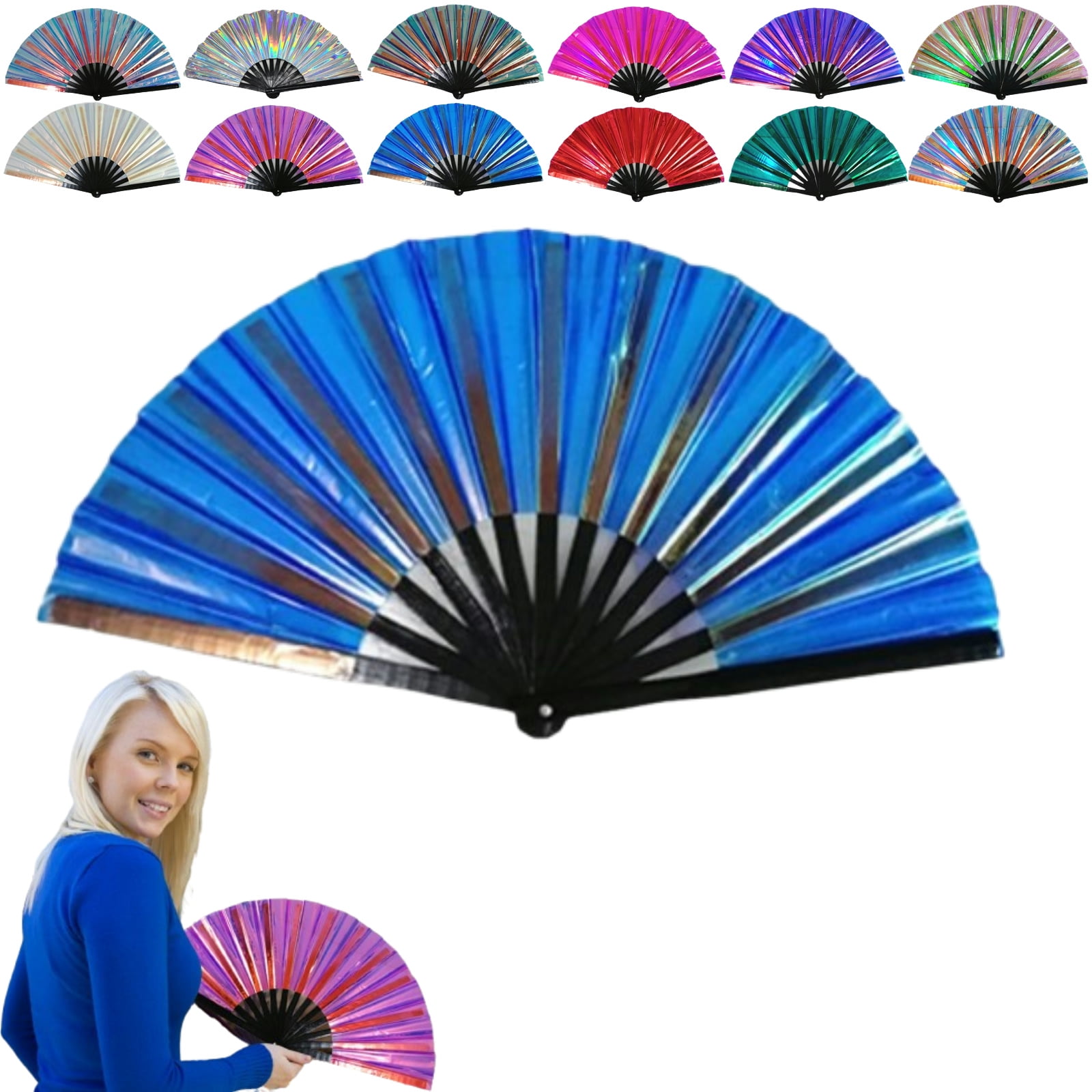 Hand Fans for Women Foldable, 2025 Popping Hand Fan - Large Holographic ...
