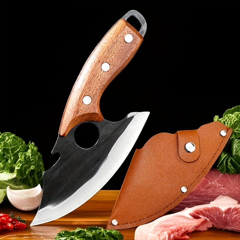 Hand-Forged Boning Knife & Meat Chopper - 301 Stainless Blade, Full ...