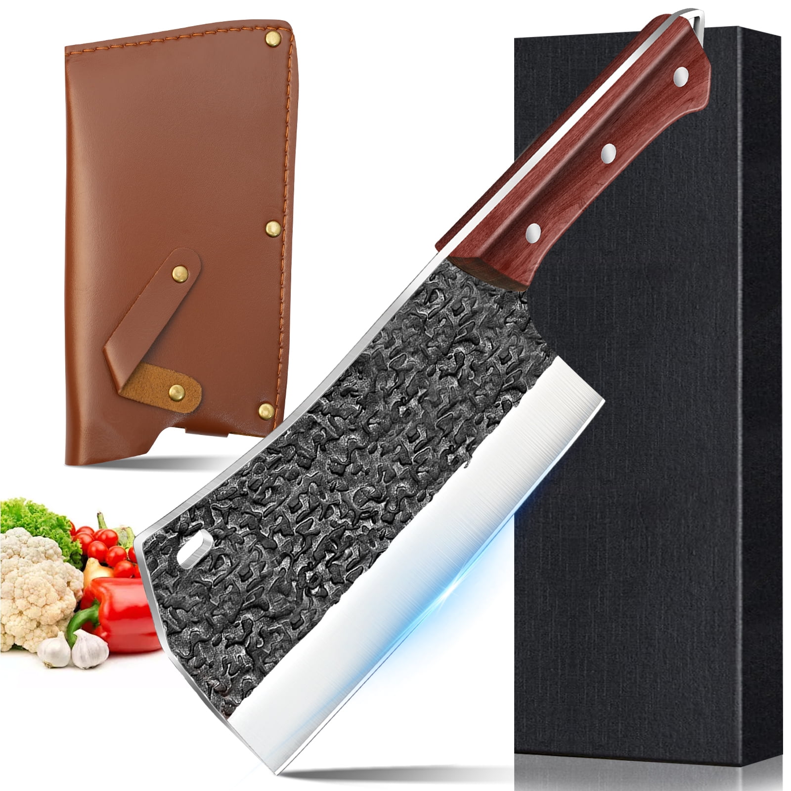 Hand Forged Butcher Knife -DFITO Chef Knife With Sheath, Stainless ...