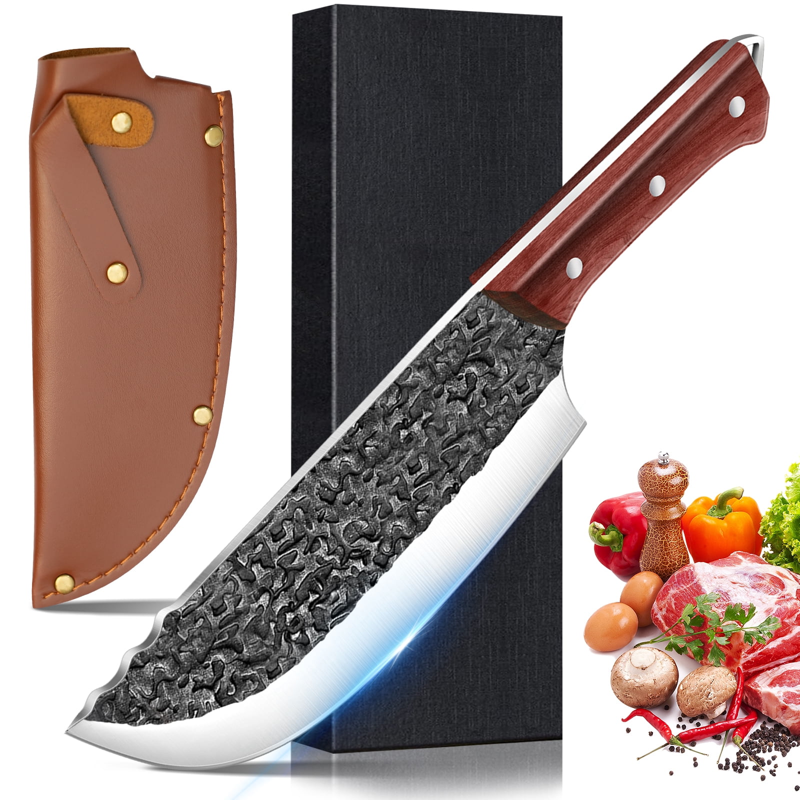 Hand Forged Butcher Knife -DFITO Chef Knife With Sheath, Stainless ...