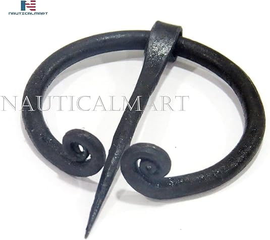 Hand Forged Iron Brooch with Rolled Ends Penannular Twisted Brooch ...