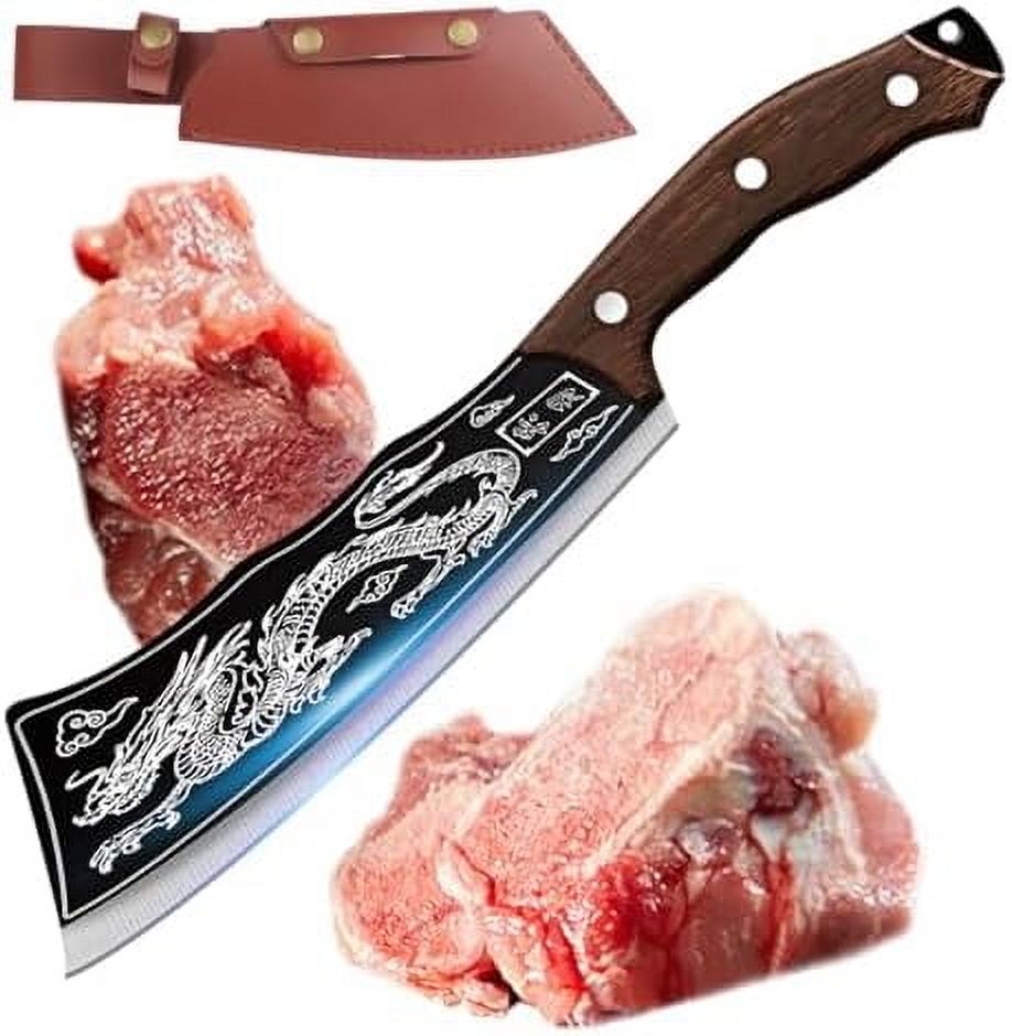 Hand Forged Kitchen Butcher Knife - Handmade Dragon Slaying Knife Heavy ...