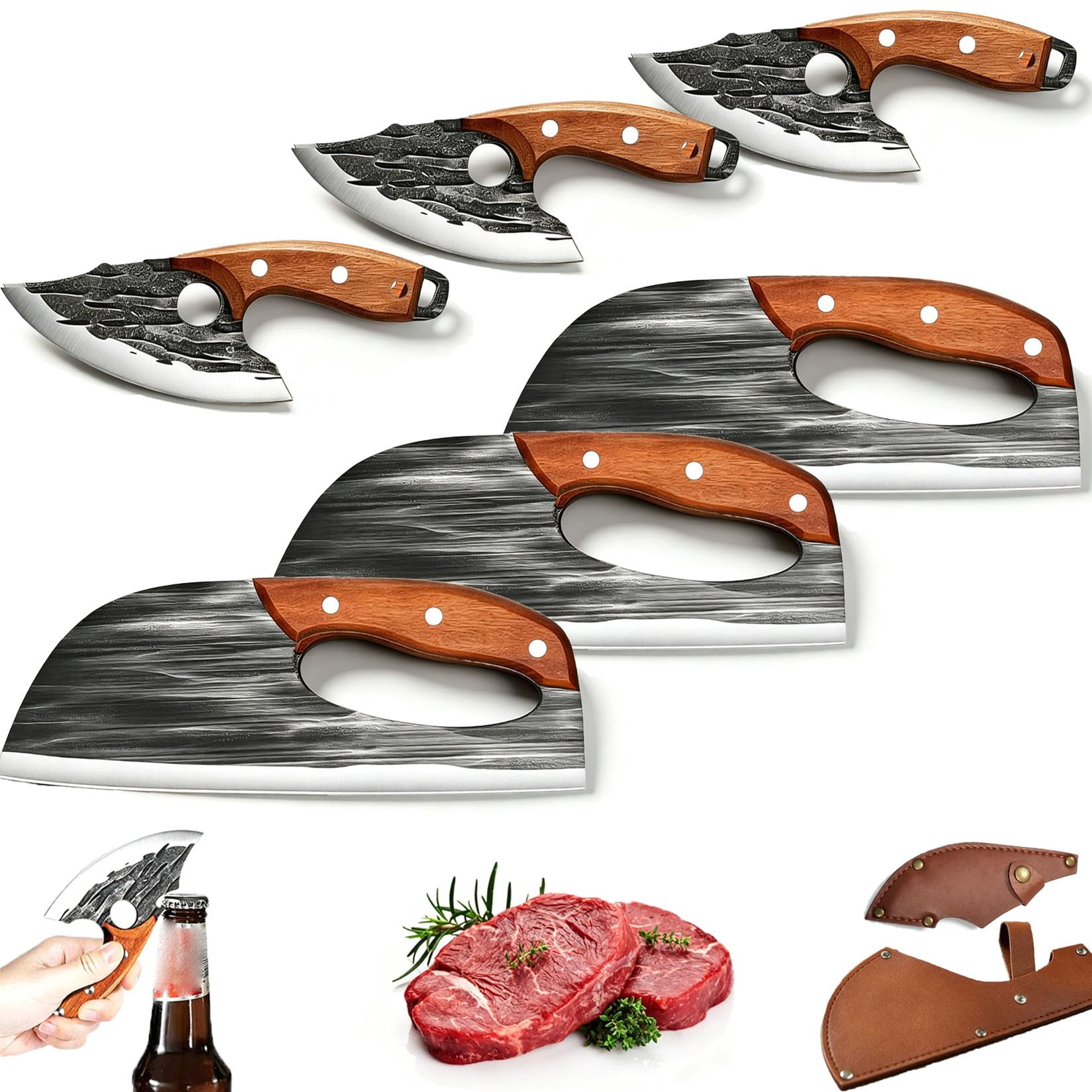 Hand Forged Kitchen Knife, Forged Chef Knife and Cleaver Set with ...