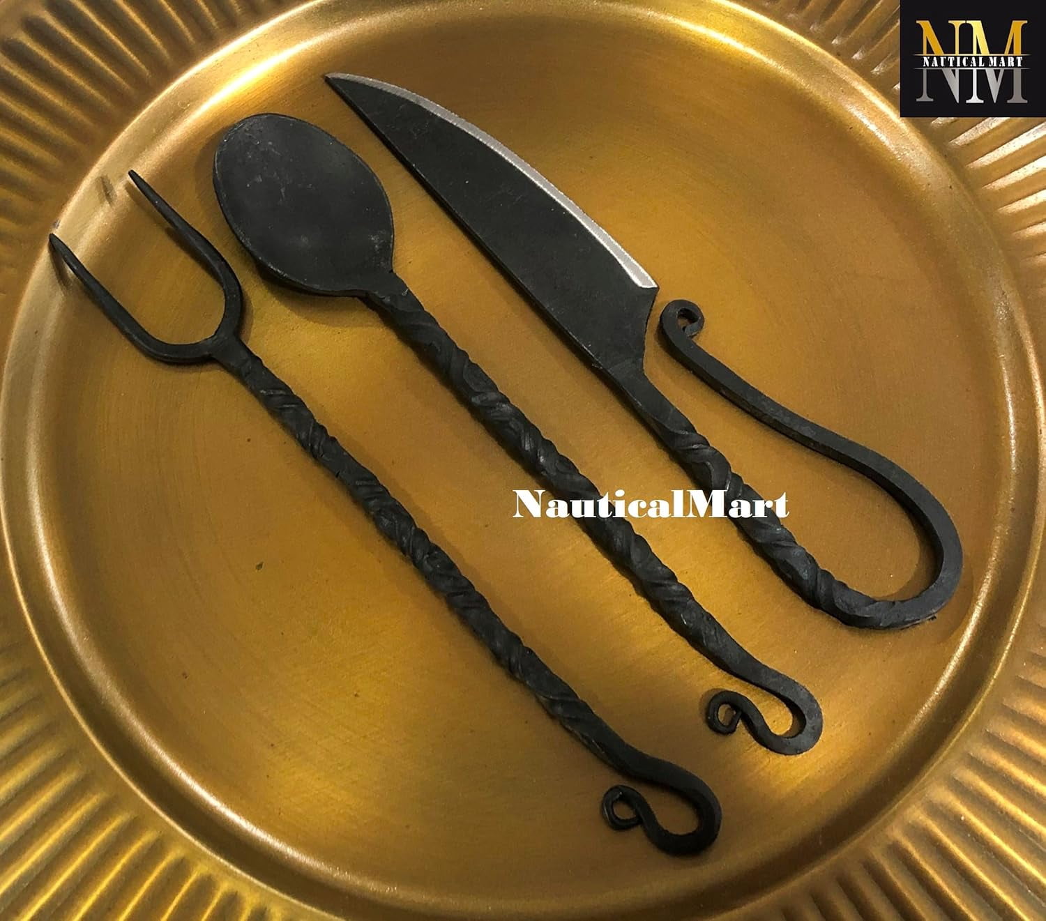 Hand Forged Medieval Iron Eating Cutlery Set, Viking Feast, Antiquity ...