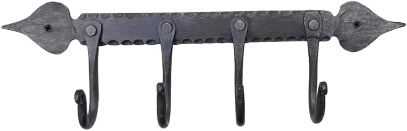 Hand Forged Metal 4 Hooks (Pegs) Wrought Iron Wall Mounted Coat Hook ...