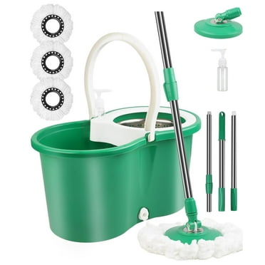 360° Spin Mop & Bucket with Wringer Set, Black & Red, 3 Absorbent ...