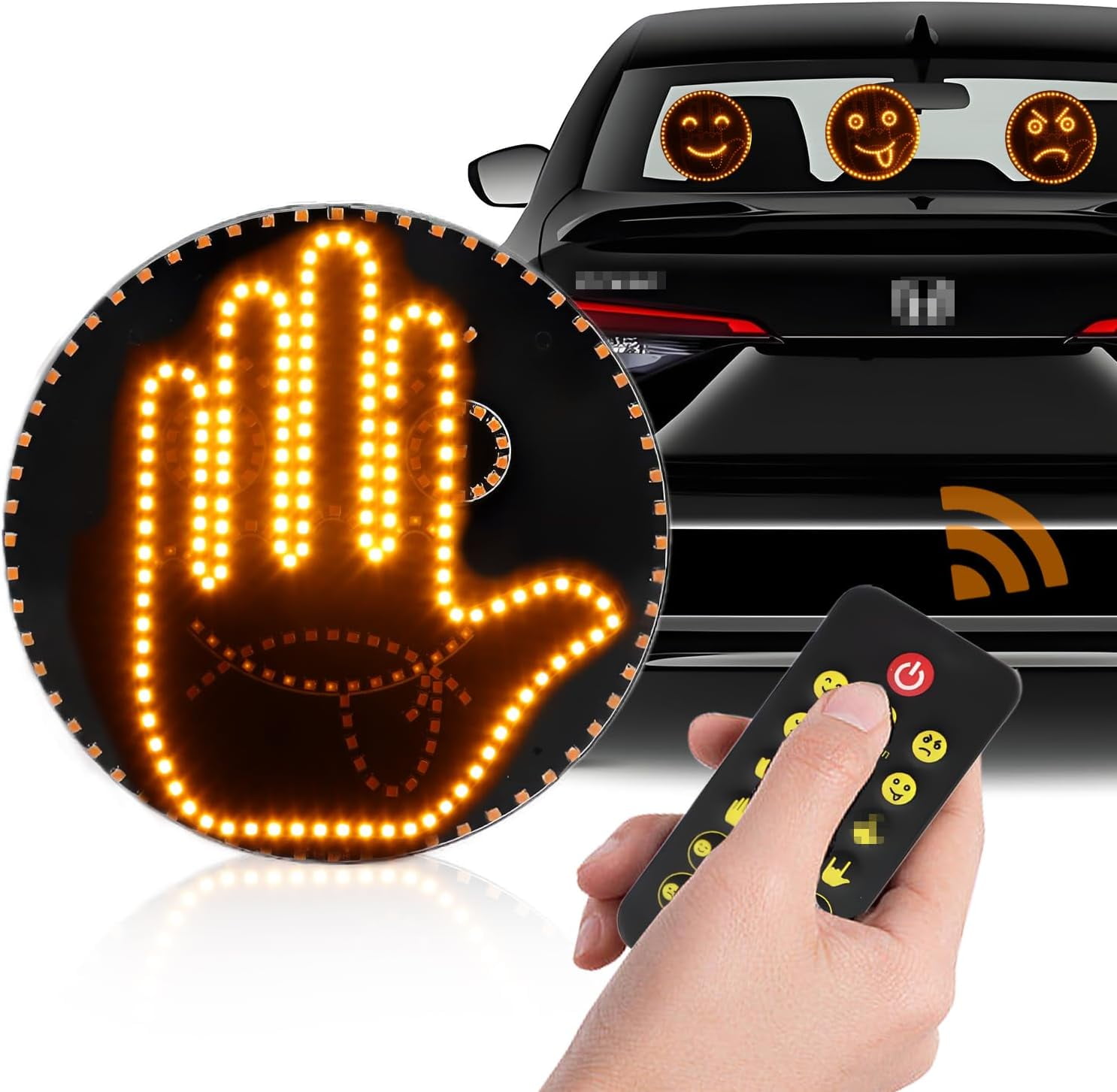 Hand Gesture Light For Cars, 4 Emojis And 4 Gestures LED Car Sign, [11 ...