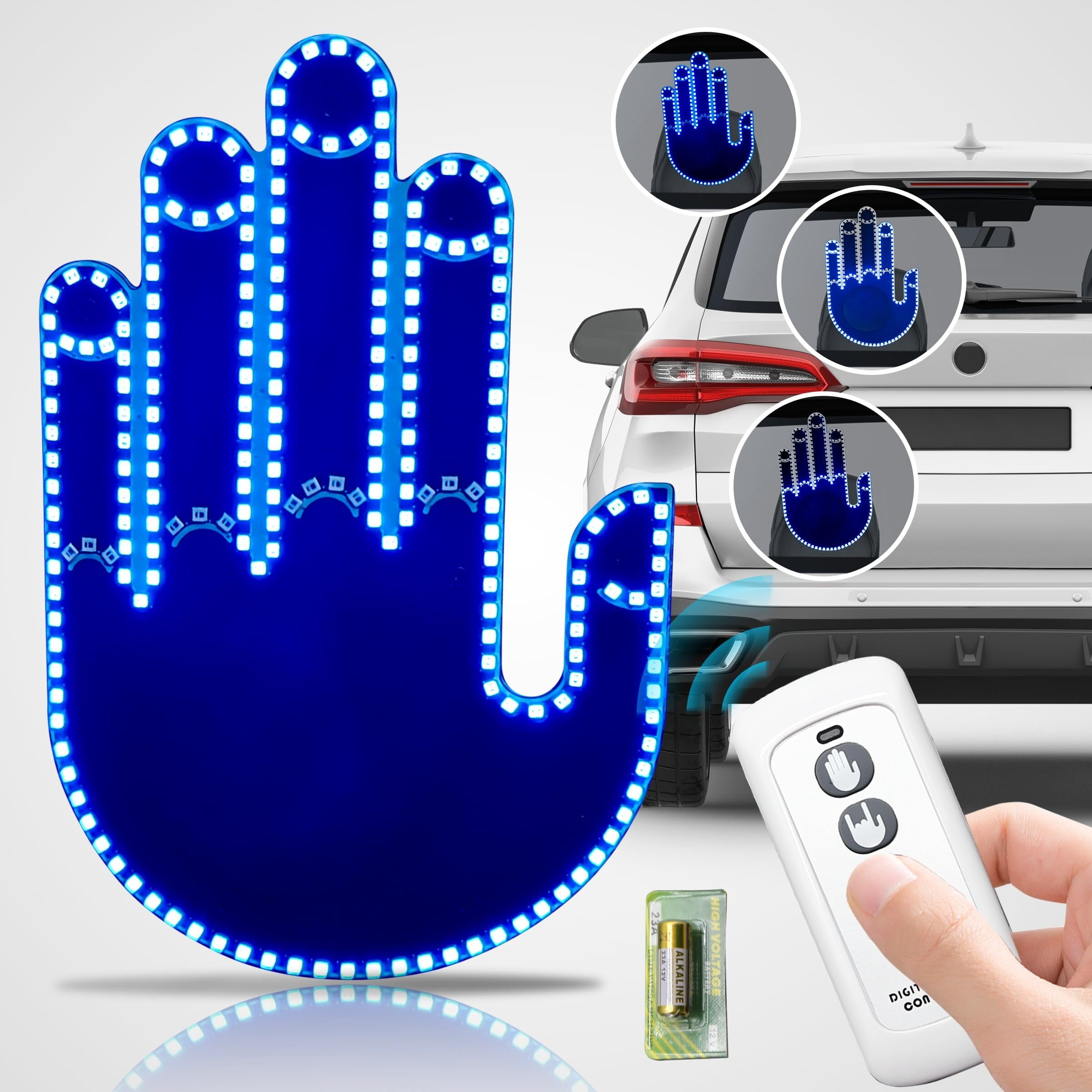 Hand Gesture Light for Road Rage LED Sign for Car Back Window,Remote ...