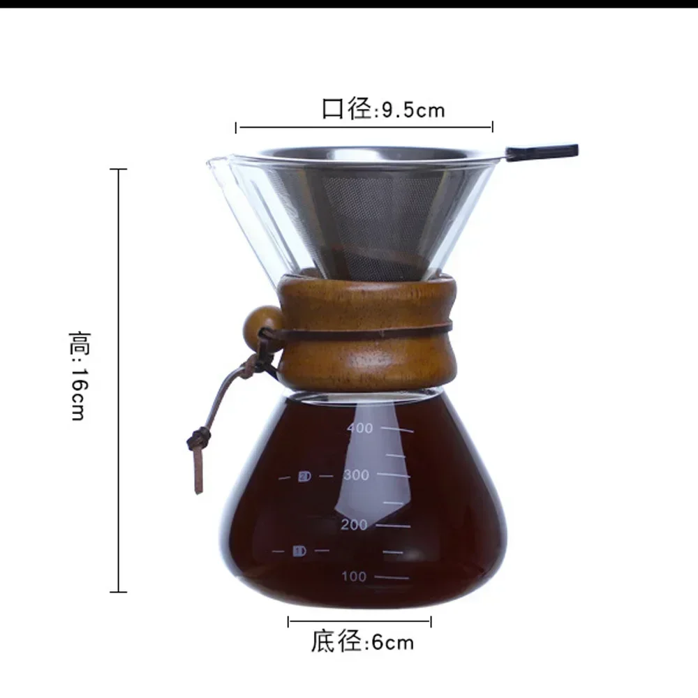 Hand Glass Coffee Kettle with Stainless Steel Filter Drip Brewing Hot ...
