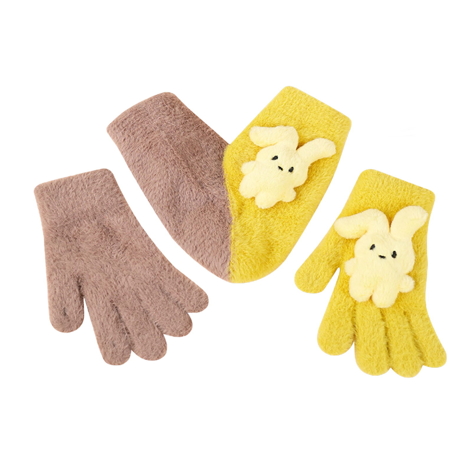 Hand Grip Mittens Knitted Plush Couple Gloves Cartoon Decor Screen ...